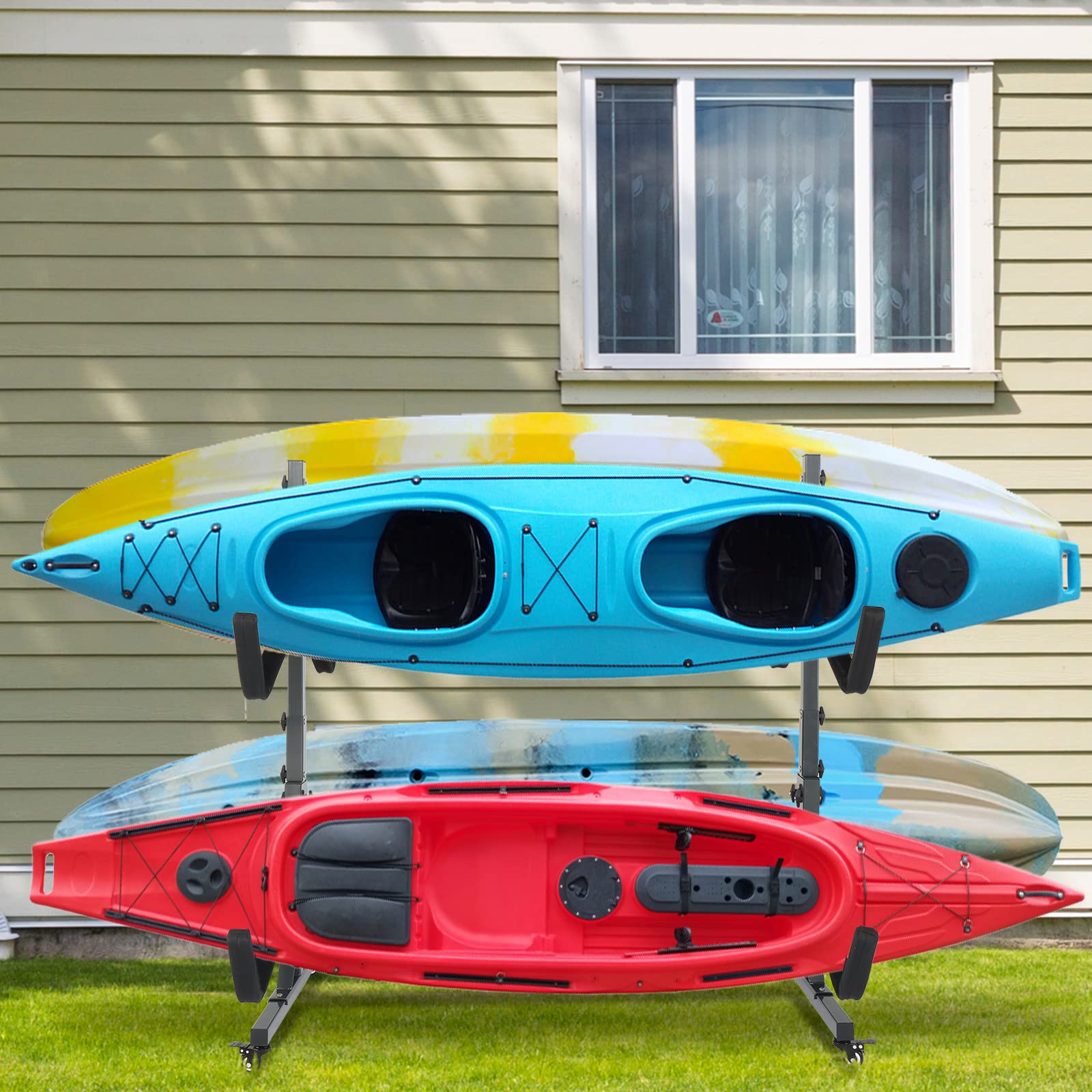 Snapklik.com : Bonnlo Freestanding Kayak Rack, Indoor Outdoor Storage ...