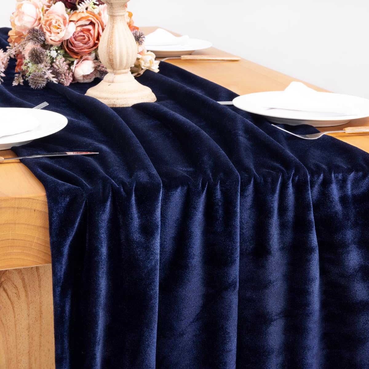 Amazon.com: Socomi Navy Blue Velvet Table Runner 20 x 120 Inches 10ft ...