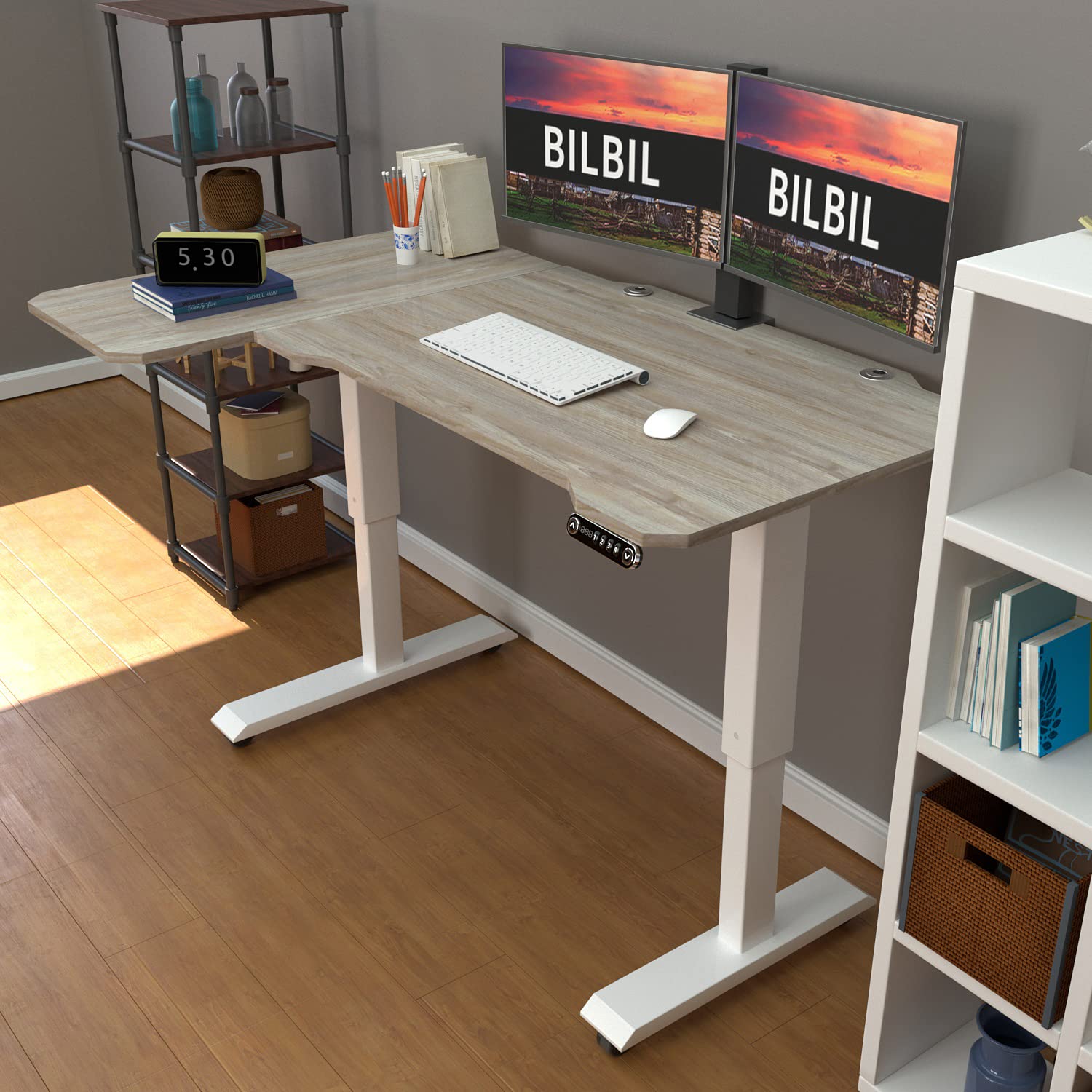 Snapklik.com : Bilbil L-Shaped Electric Height Adjustable Standing Desk ...
