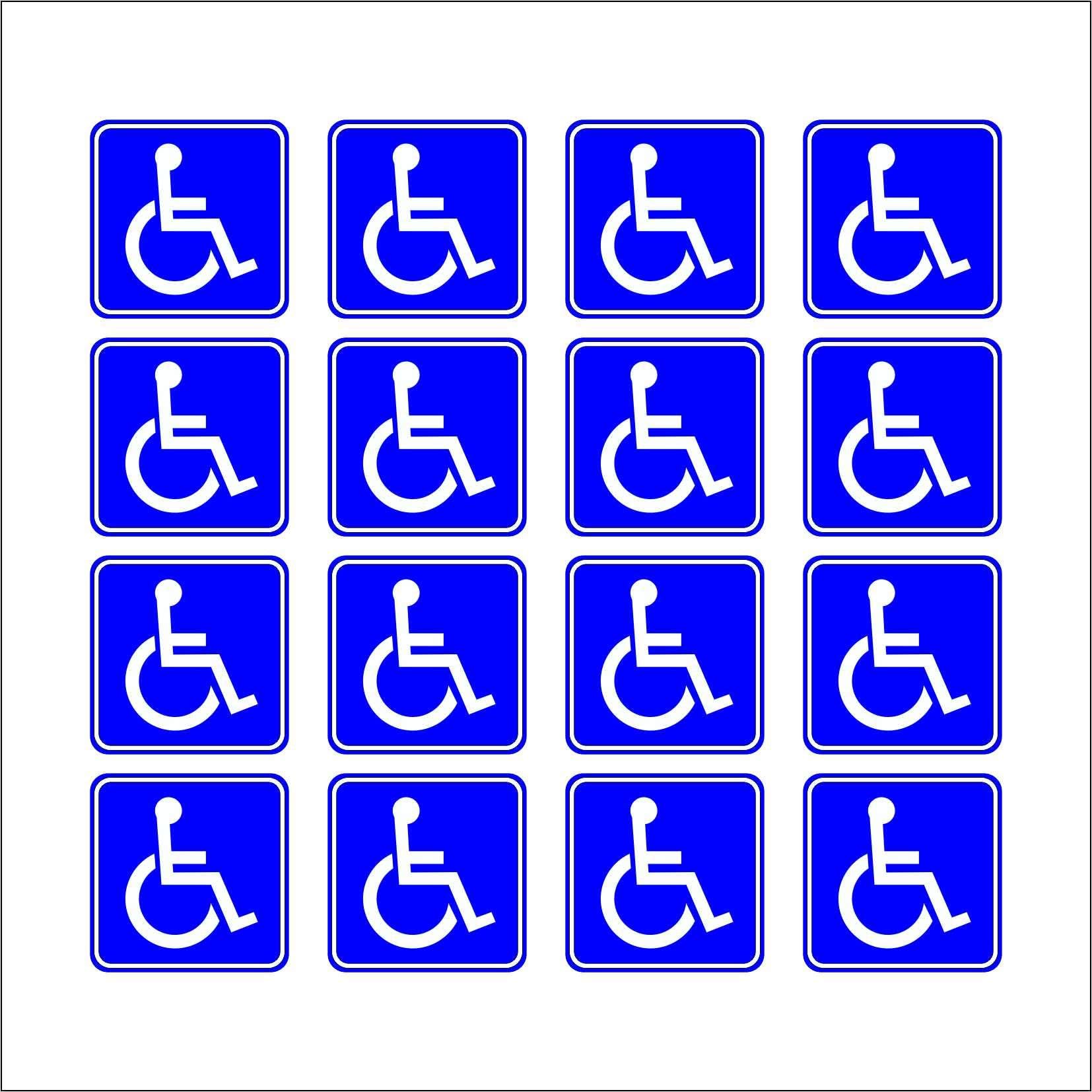 Amazon.com: Disabled Handicap Wheelchair Symbol Blue Set of 16 ...