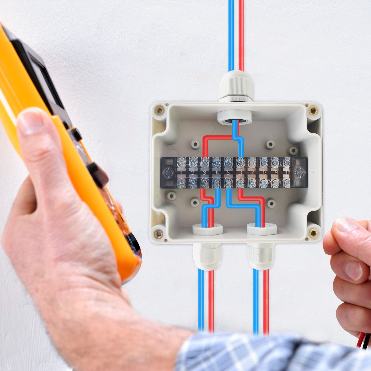 WACH AUF Waterproof Junction Box IP66 1 In 2 Out Junction Box With Din ...