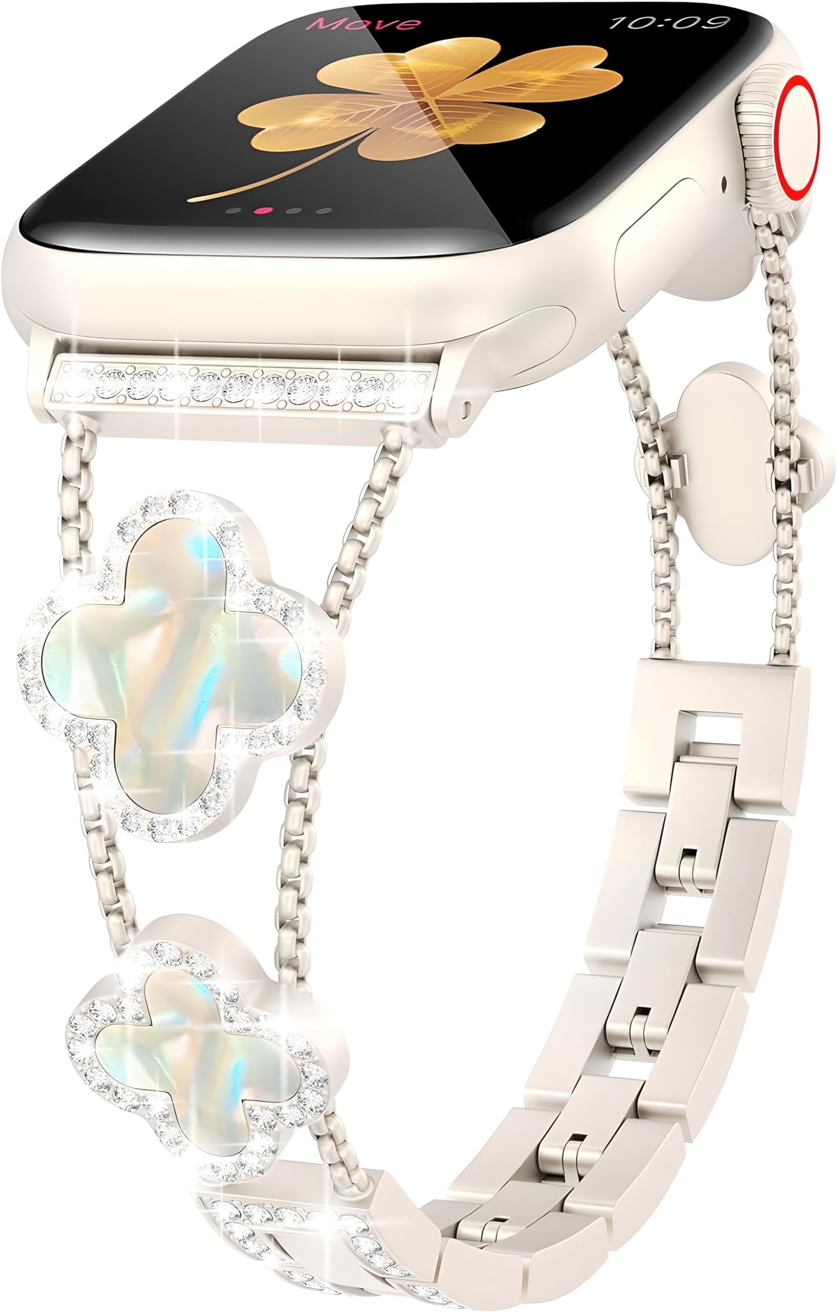 Women Bling Diamond Lucky Clover Band Compatible with Apple Watch Strap ...