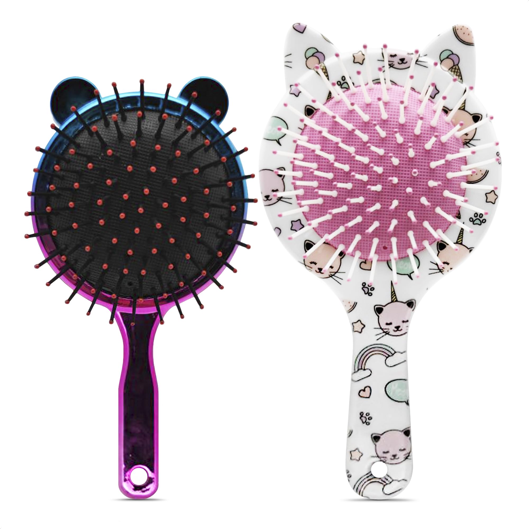 Snapklik.com : Mini Detangler Brush Set Of 2Pcs - Cute Hairbrush For ...