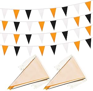 Amazon.com : Yamiuo 100 Ft White Orange Black Pennant Banner Flag, 60 ...