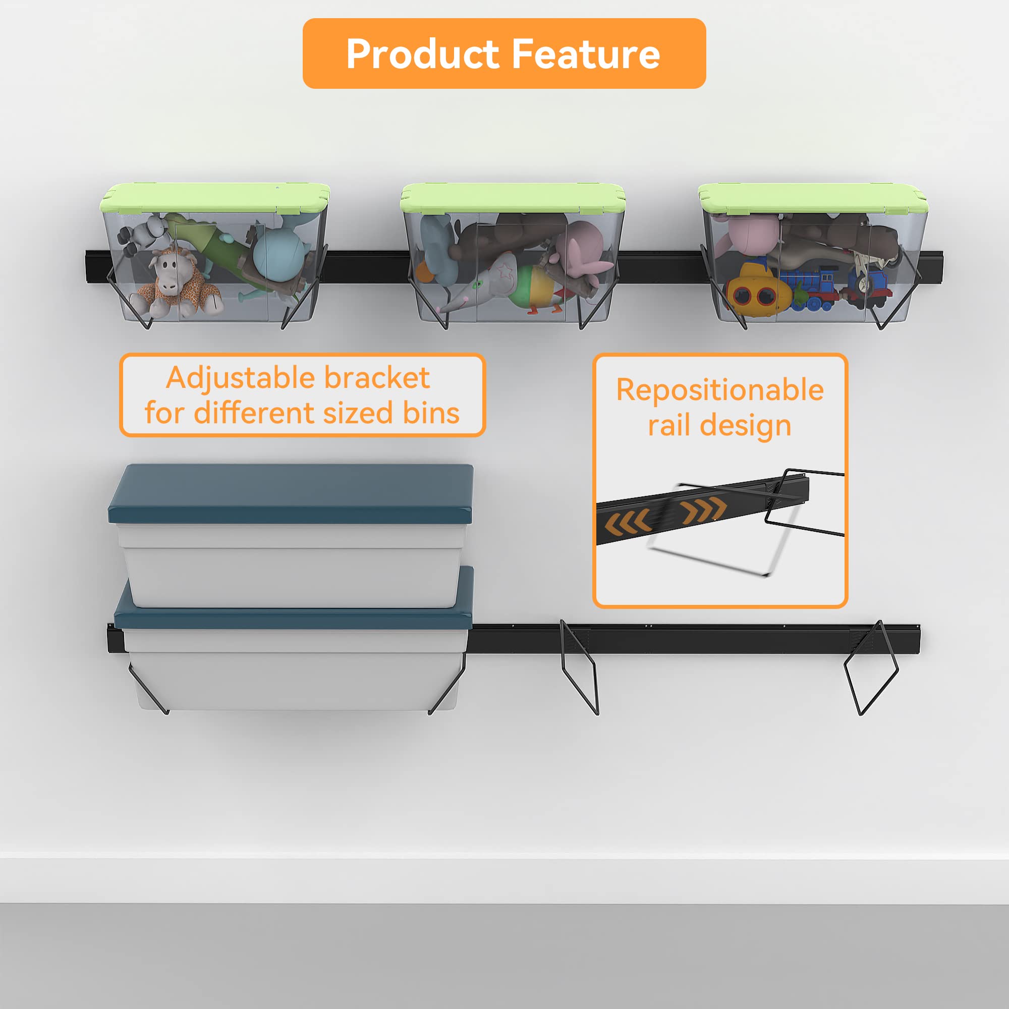 Snapklik.com : Ultrawall 96" Wall Mounted Tote Storage Rack, Garage ...