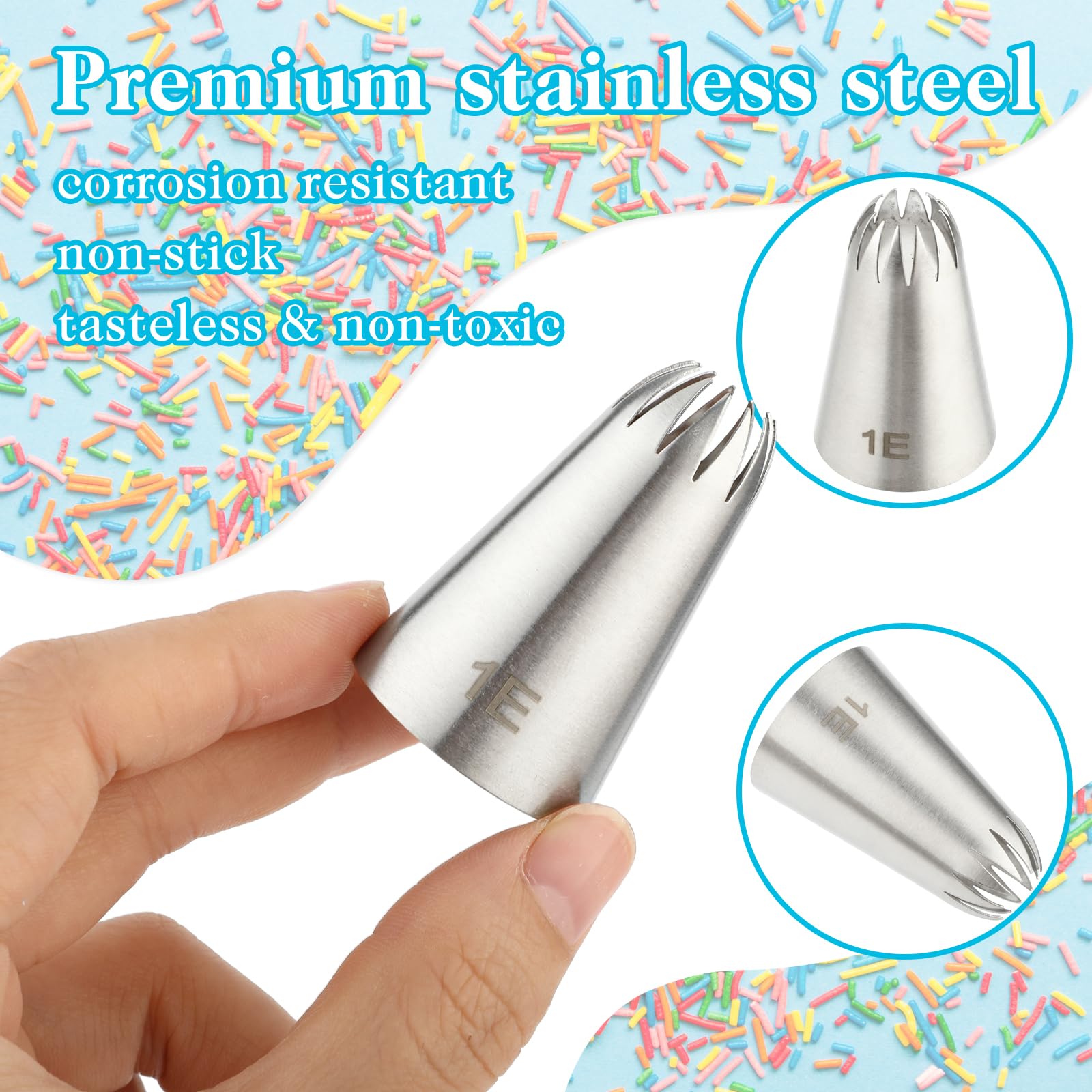 Snapklik.com : 5 Pack Large Piping Tips Set Stainless Steel Cupcake ...
