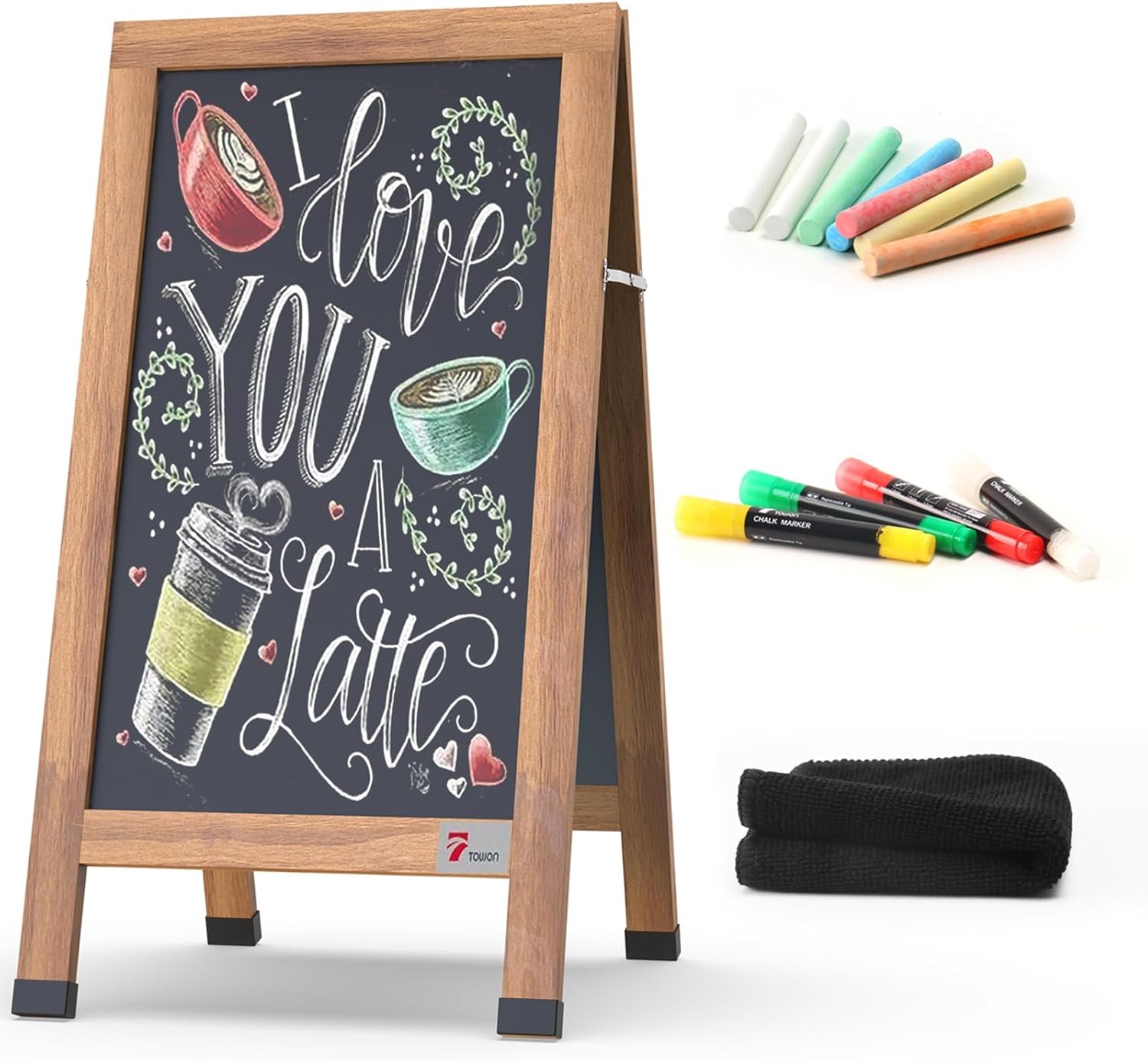 A-Board Chalkboard Pavement Sign, TOWON Large 100x50cm A-Frame Display ...