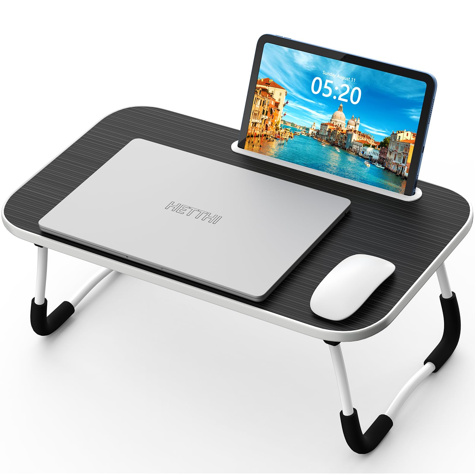 Amazon.com: Foldable Lap Desk with Tablet Slot, Portable Laptop Stand ...