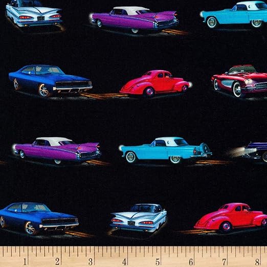 Amazon.com: Kaufman On The Road Cars Retro, Fabric by the Yard : Arts ...