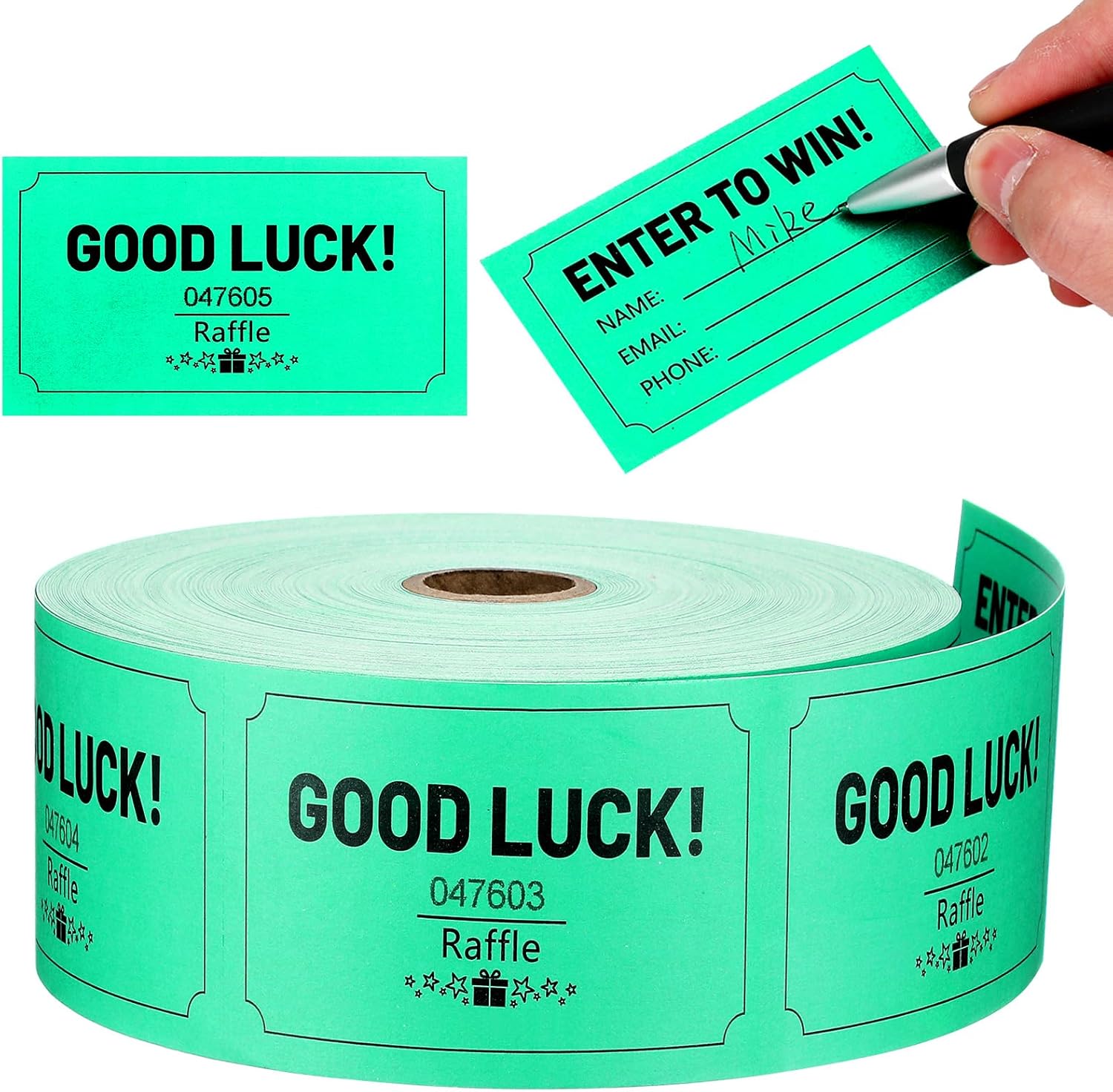 Amazon.com : Clabby 1000 Pcs Large Raffle Tickets Rolls Green Raffle ...