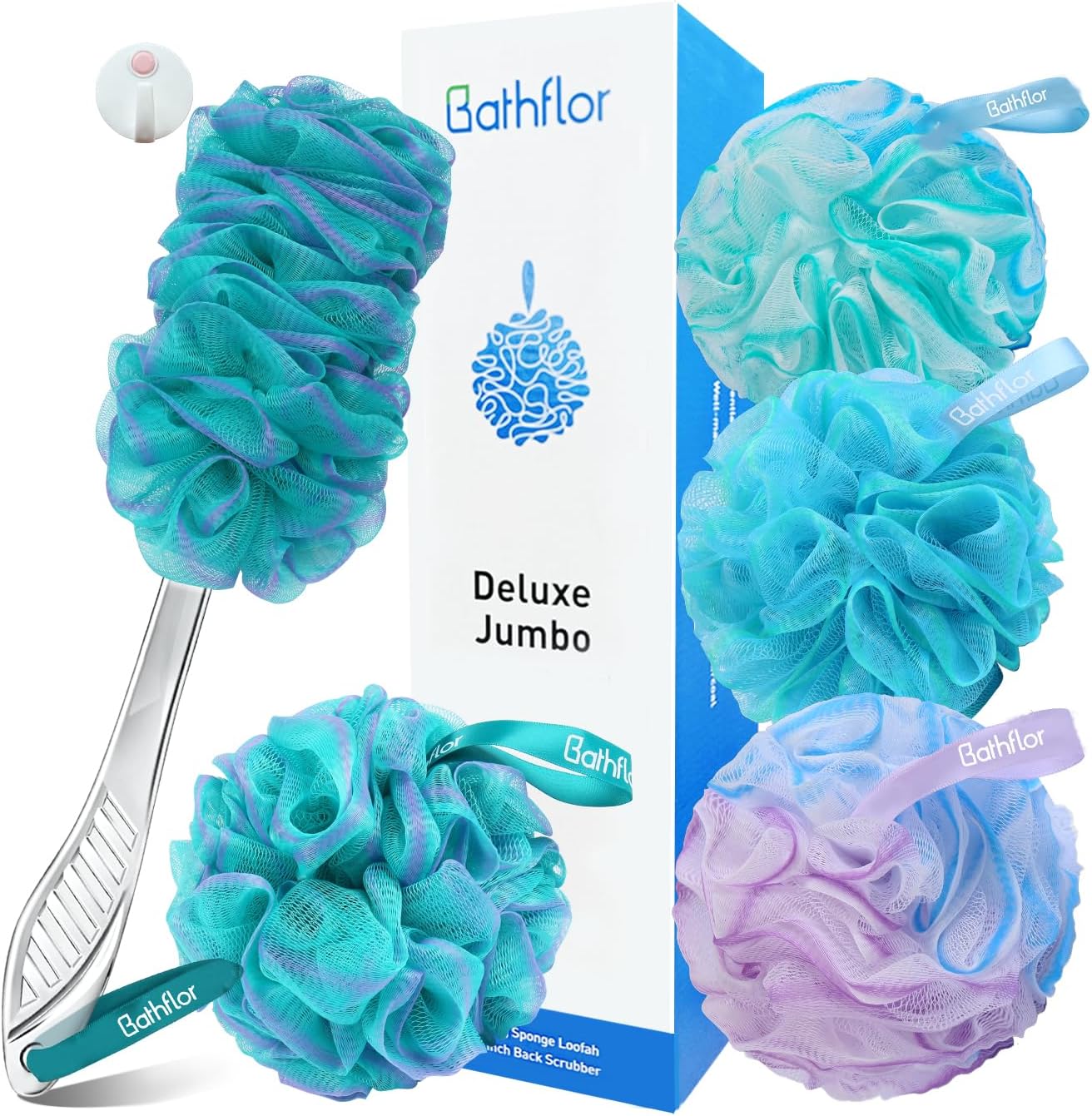 Amazon.com: Bathflor Loofah Sponge, 6-in-1 Loofahs for Men Women, 80g ...
