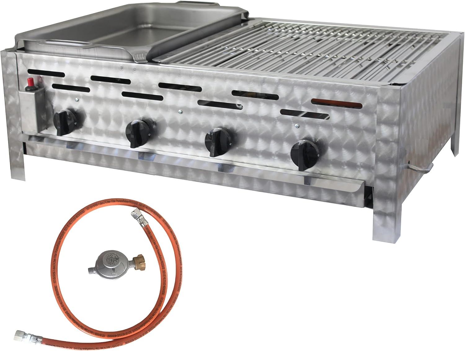 BSR-Grillen 4-flammiger Profi Gasgrill aus Edelstahl, stufenlos ...