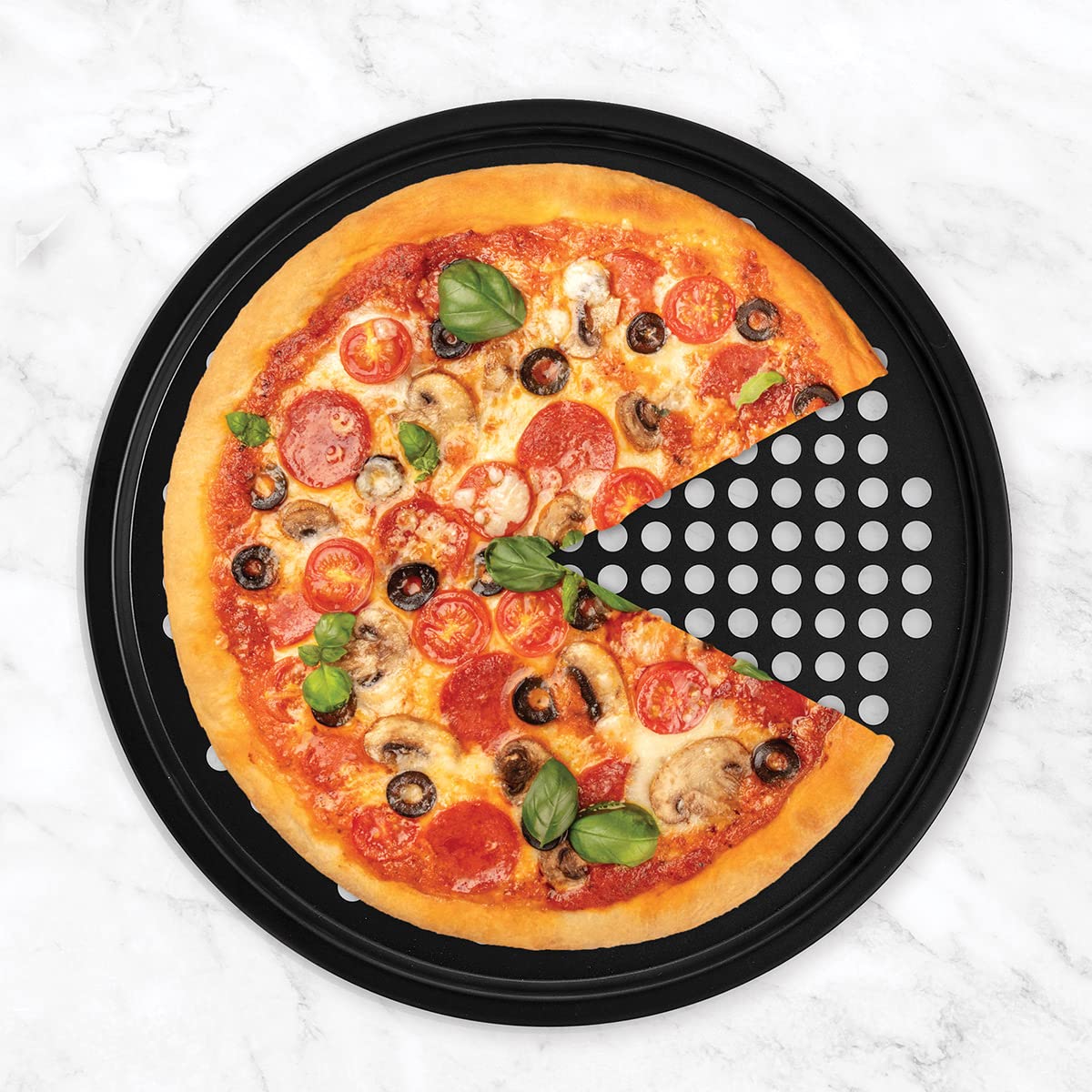Snapklik.com : Fantes Perforated Crispy Pizza Pan, Non-Stick Carbon ...
