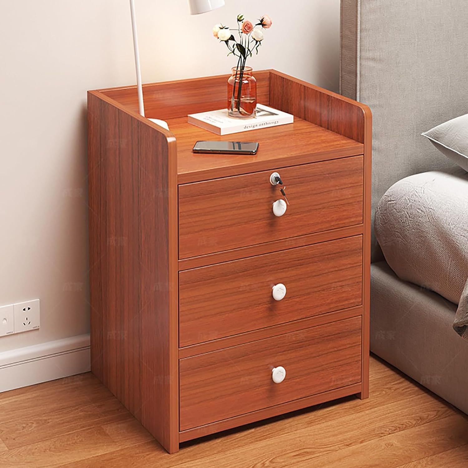 Amazon.com: Three Drawer Bedside Table, Modern Simple Locker Drawer ...