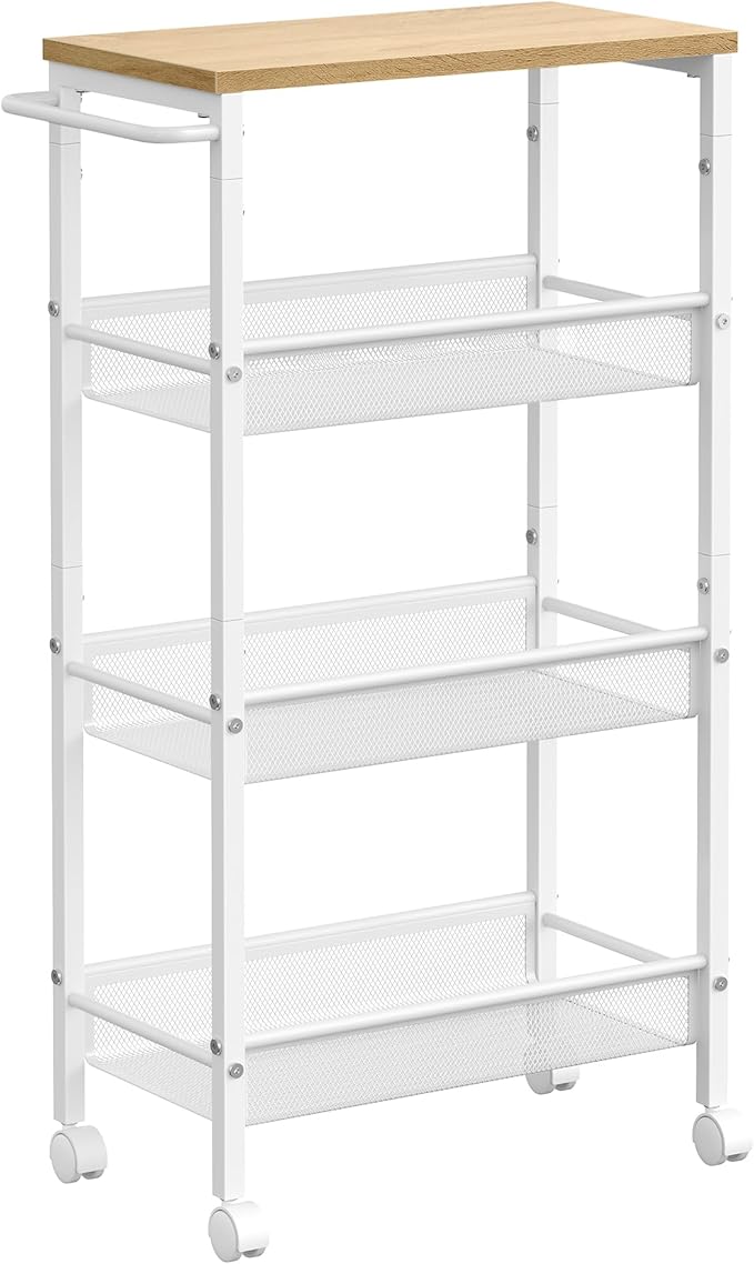 Amazon.com: VASAGLE Slim Rolling Cart, 4-Tier Storage Cart, Narrow Cart ...