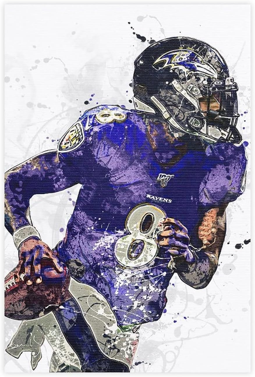 Amazon.com: Shruan Lamar Jackson Poster Sports Star 01 Canvas Poster ...