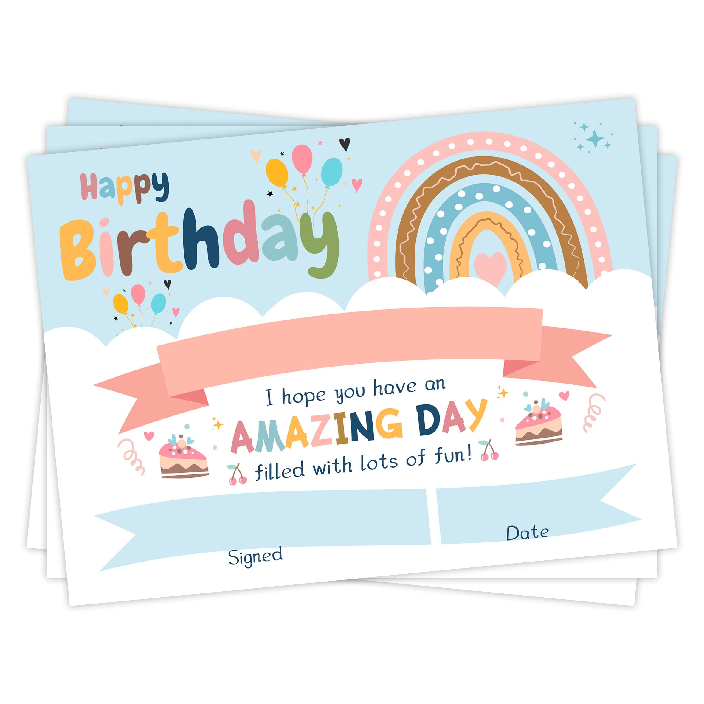 Amazon.com : Lesnala 50 PCS Boho Birthday Printable Certificates for ...