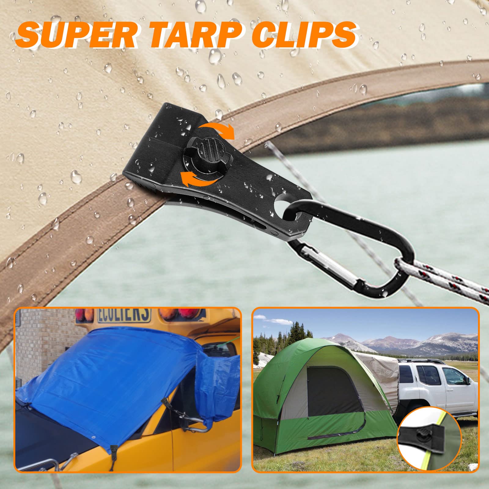 Snapklik.com : Upgrade Large Tarp Clips Heavy Duty Lock Grip -Total 24 ...