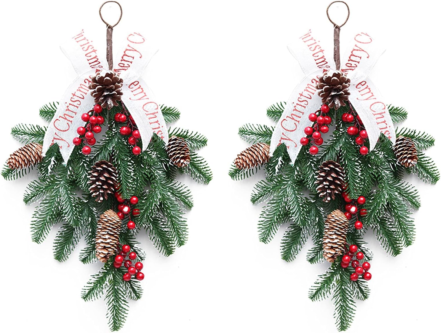 Amazon.com: TenWaterloo 16 Inch Christmas Holiday Pine Door Hanger with ...