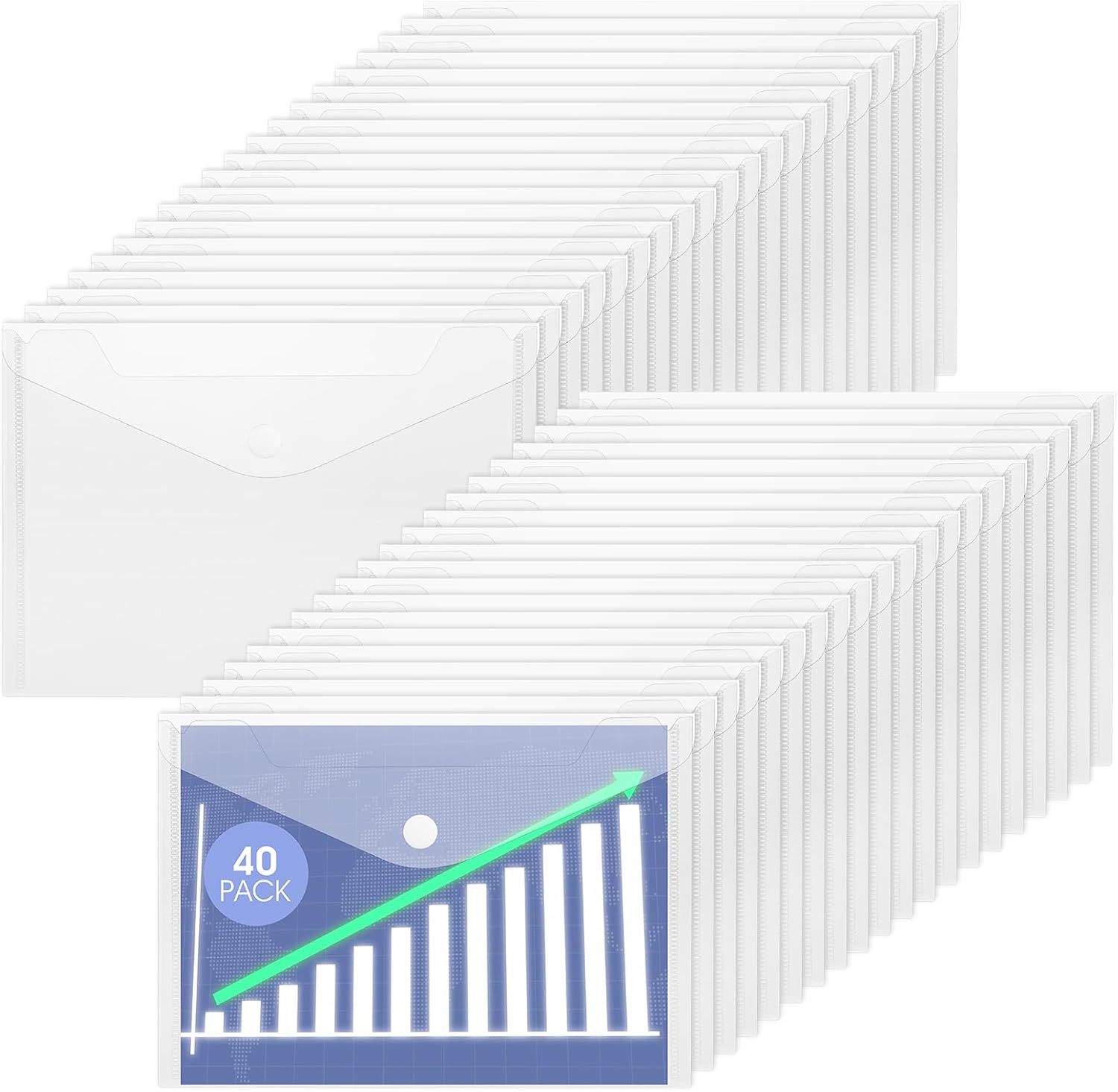 Amazon.com : 40 Pack A5 Plastic Envelopes with Hook & Loop Closure ...