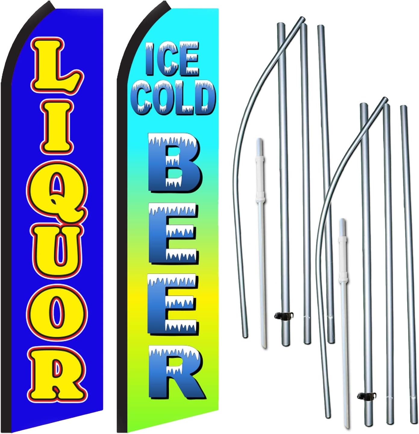 Amazon.com: Liquor/Ice Cold Beer - 2 Pack of Swooper Feather Flag Sets ...