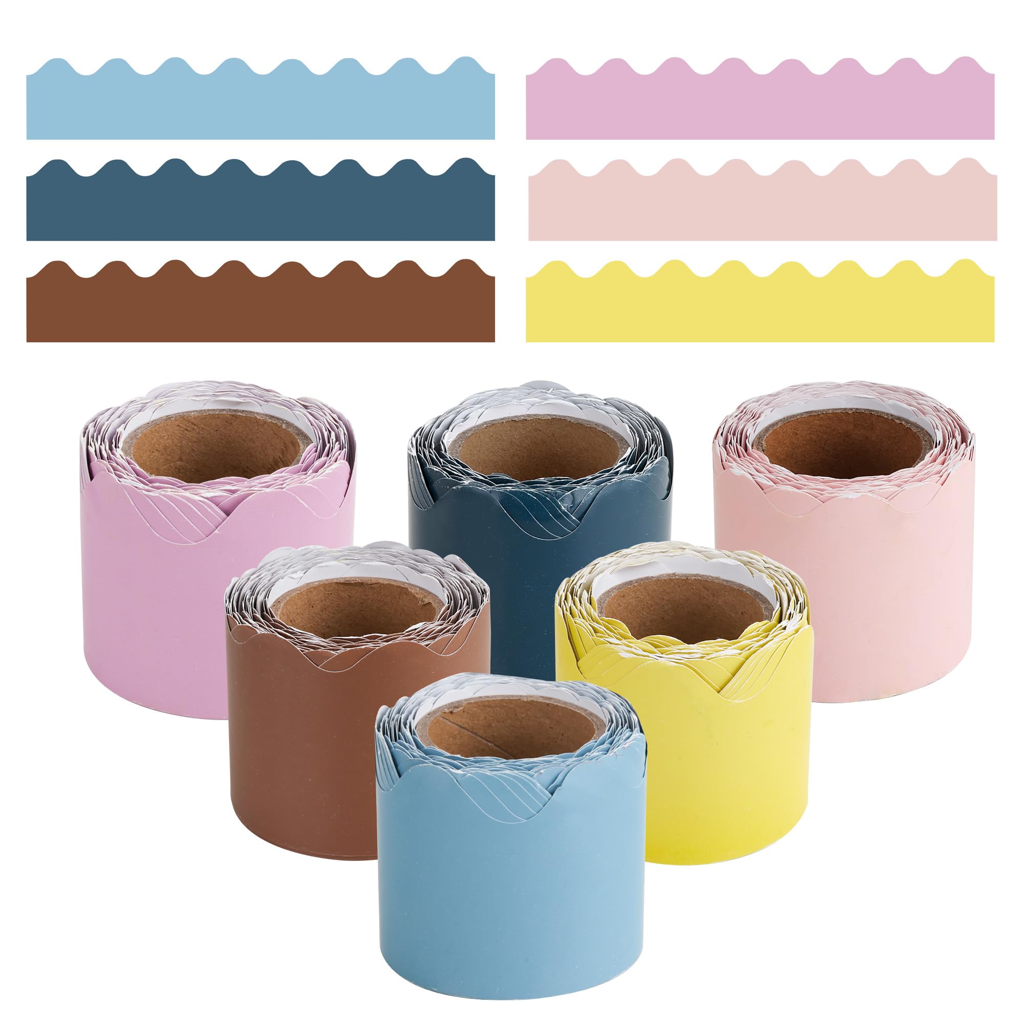 YKUKIZEE 6 Roll Pastel Bulletin Board Borders 196.8 Ft, Colorful ...