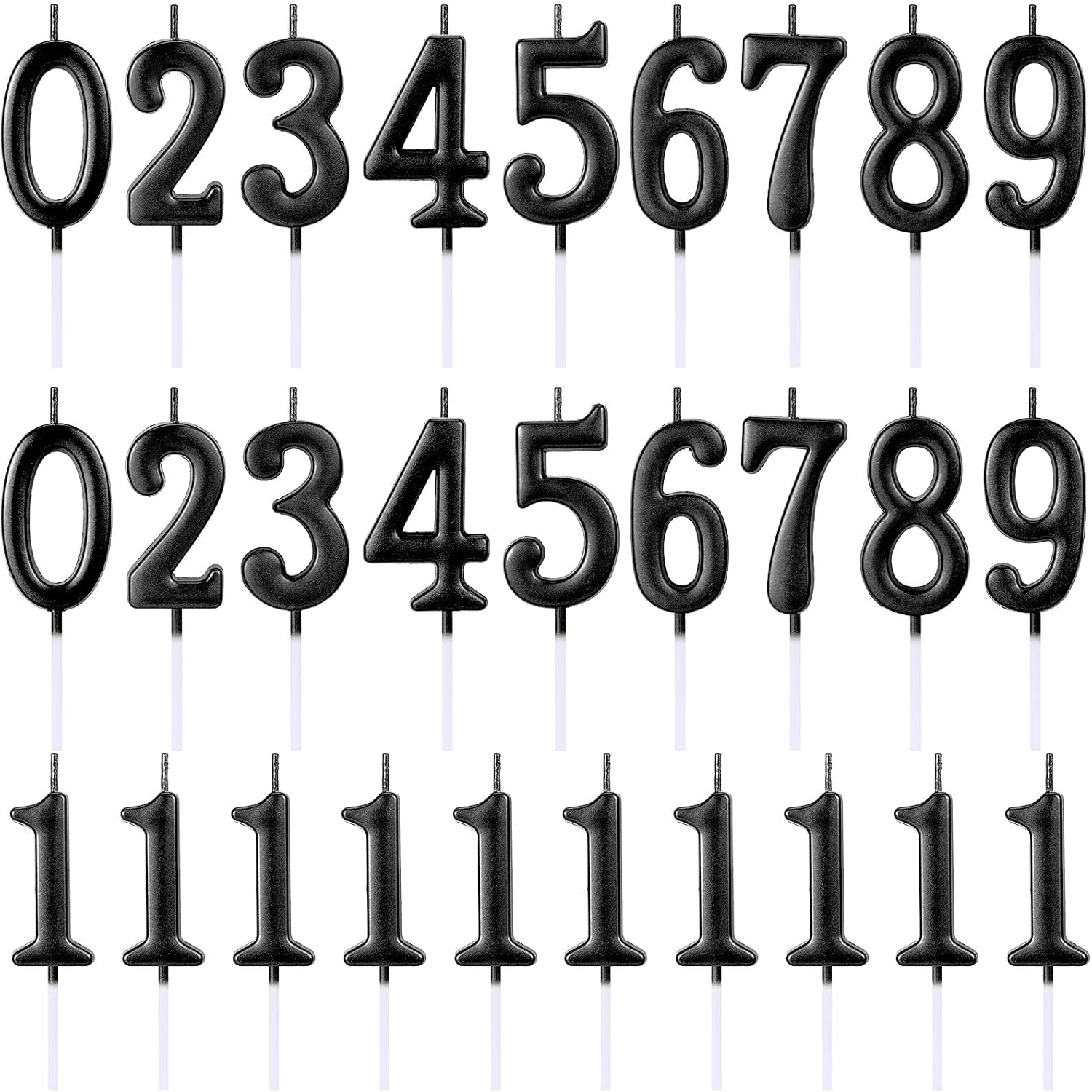 Amazon.com: 28 PCS Number Birthday Candles Black Number Candles Cake ...