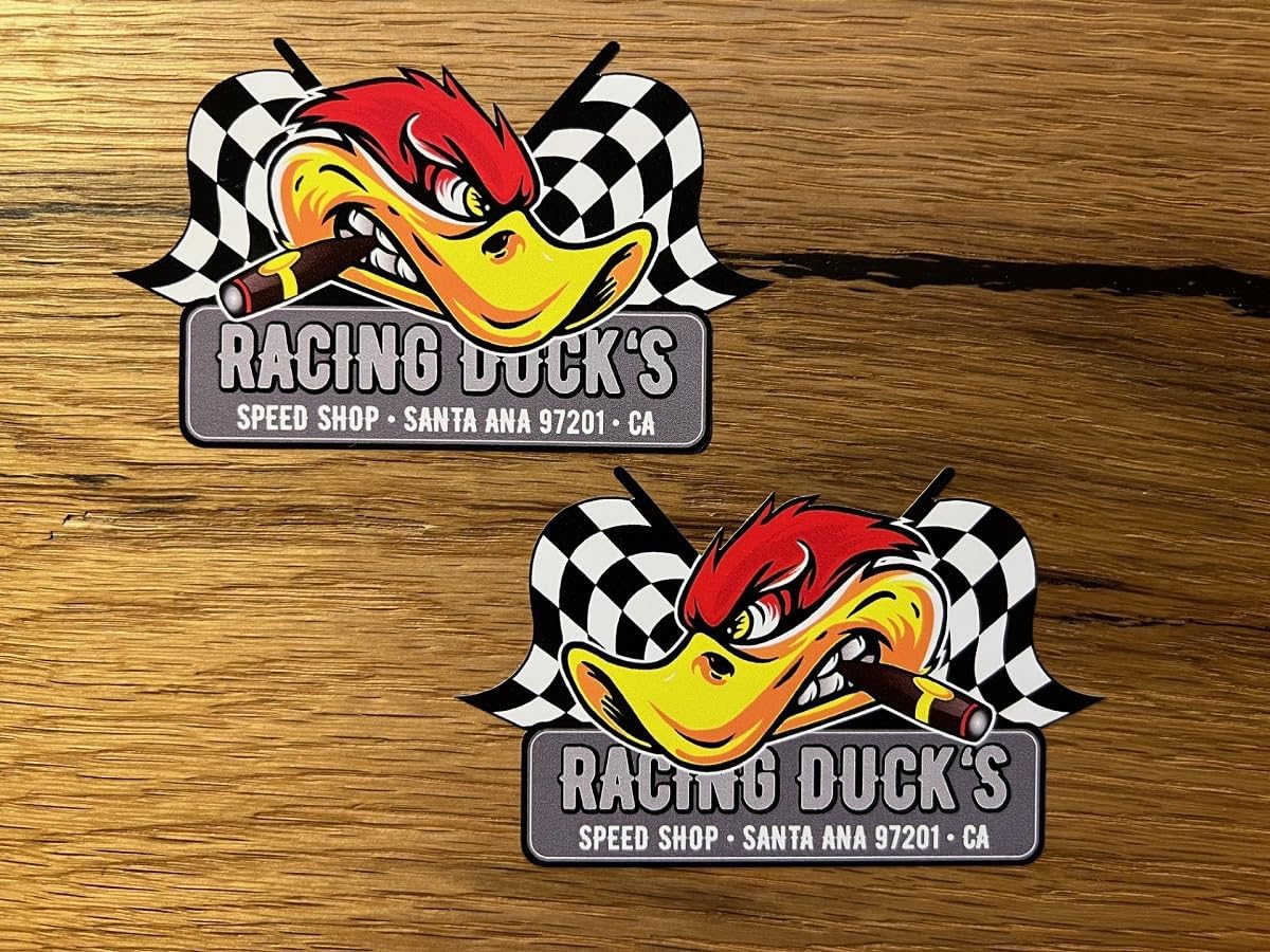 vinskool 2X Racing Ducks Aufkleber 10x6cm / 20x12cm / 30x18cm Kult ...