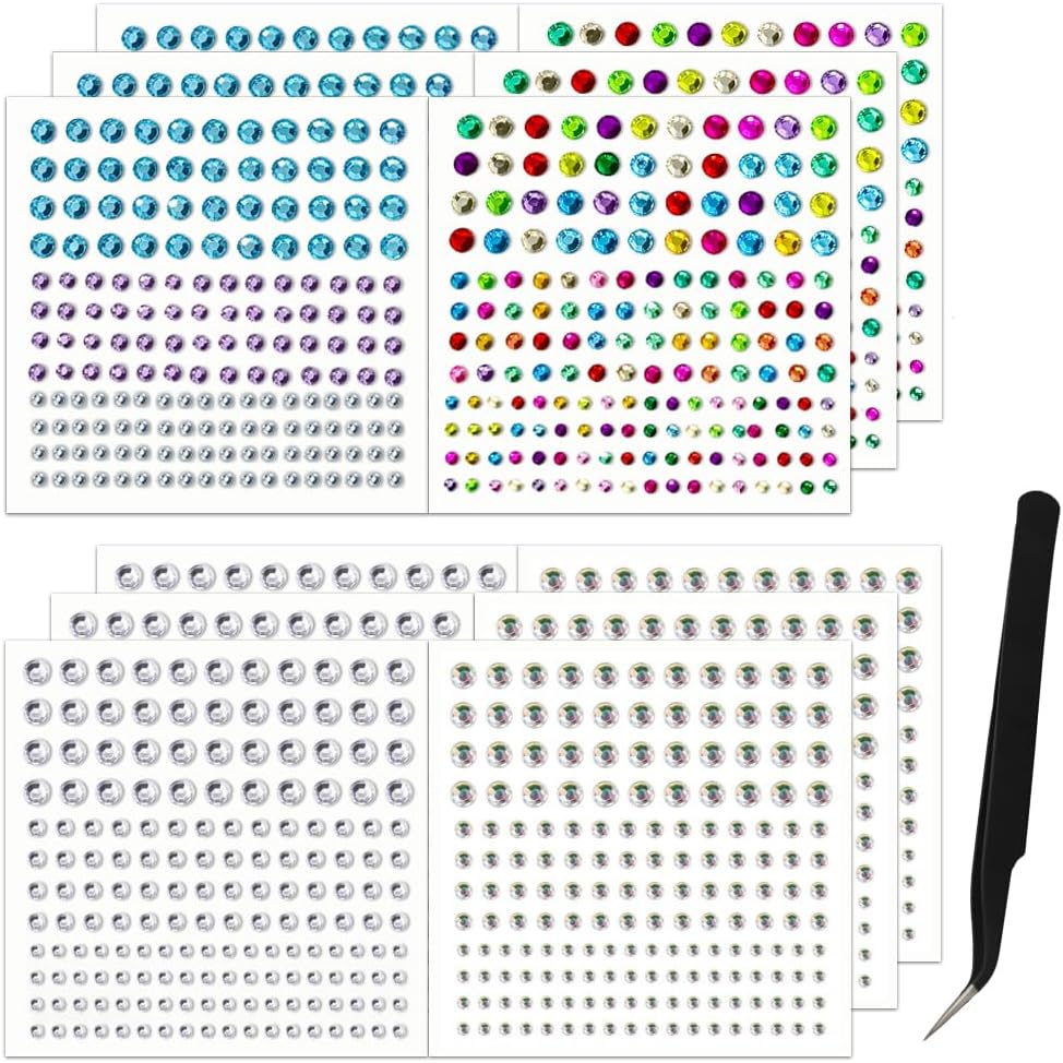 Amazon.com: 2064 Pcs Rhinestone Stickers, Self Adhesive Rhinestone ...