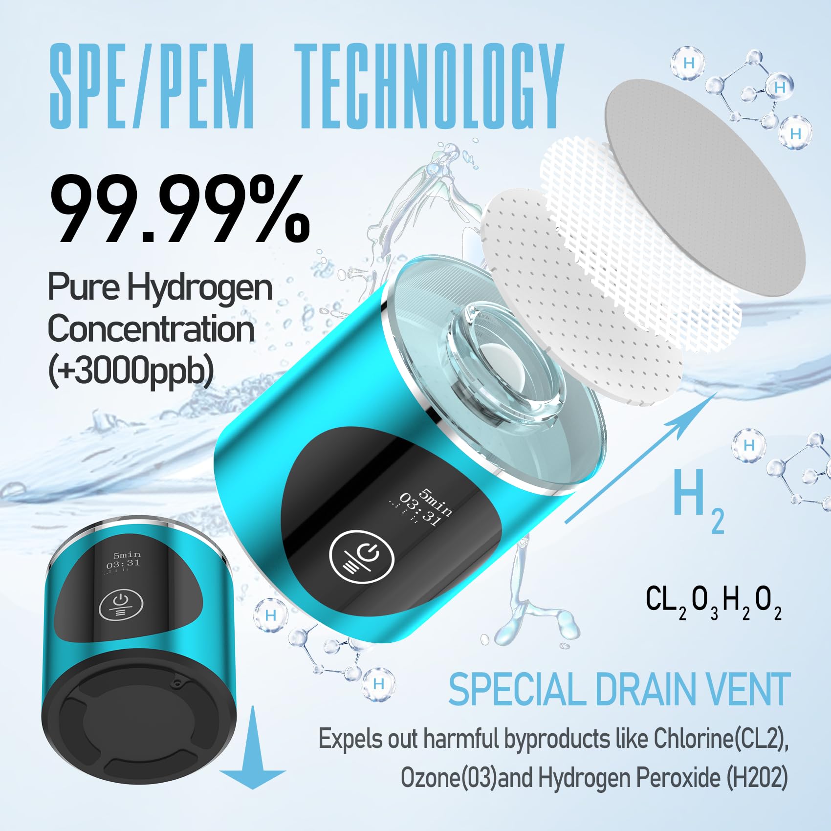 Snapklik.com : Hydrogen Water Bottle. Generates Real 3000ppb Pure ...