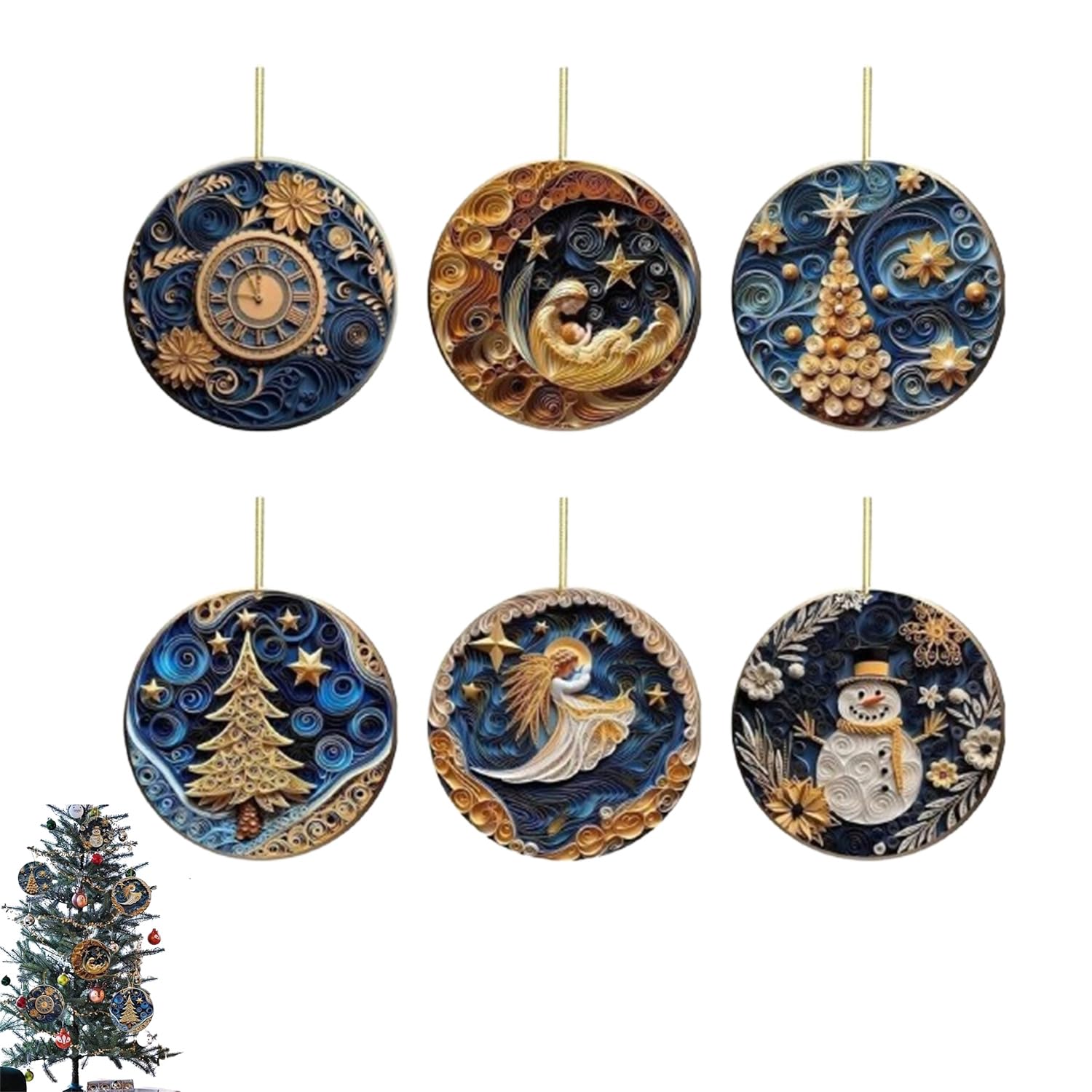 Amazon.com: Flat Quilling Christmas Ornaments - 3D Look Non-Textured ...