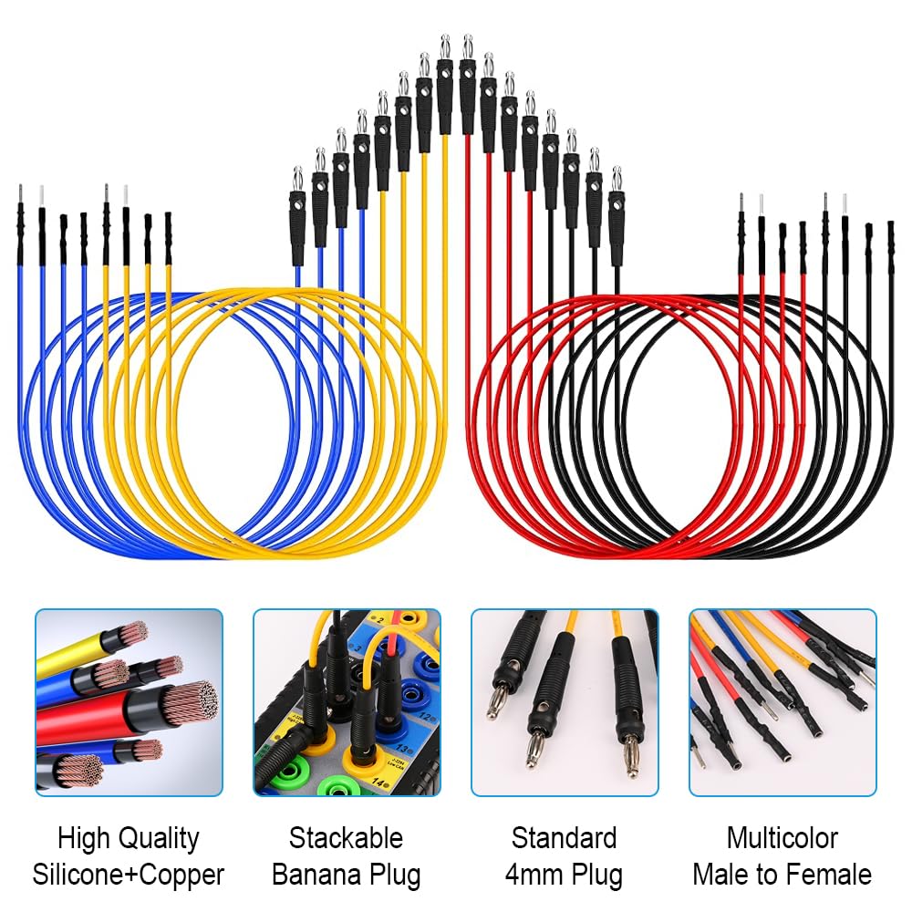 Snapklik.com : KAWISH Banana Plug Jumper Wires Kit, 16pcs 4mm Stackable ...