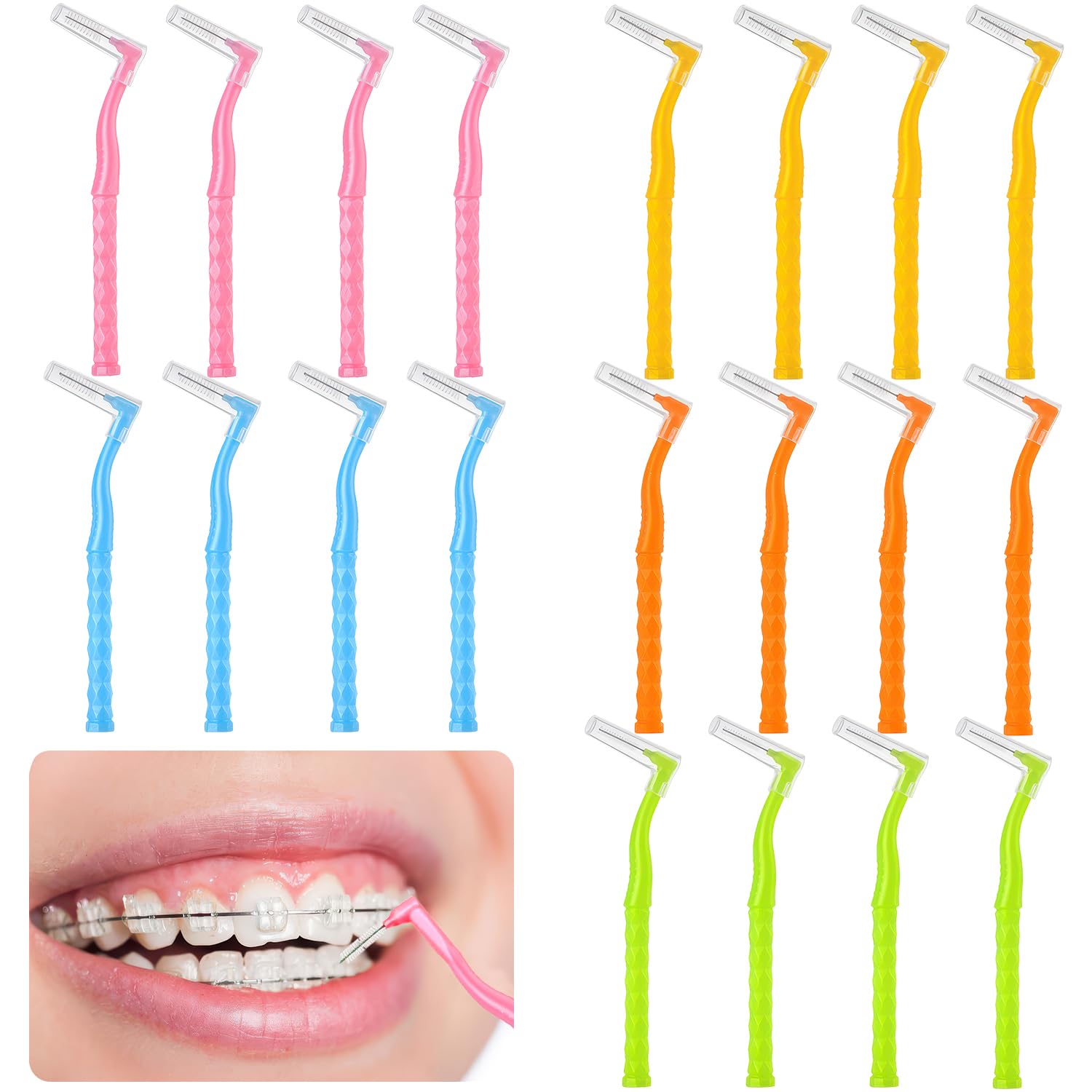 Interdental Brushes, 20 Pcs Dental Brushes with Non-Slip Handle,Dental ...