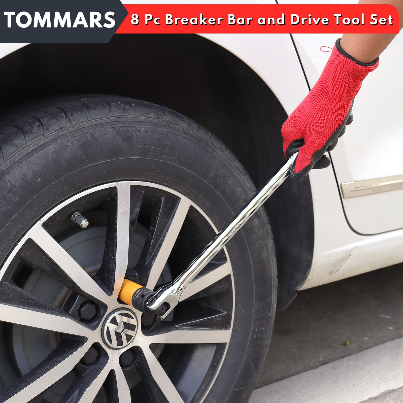 TOMMARS 7-Pc Breaker Bar Set, 1/4", 3/8" & 1/2" Heavy Duty Breaker Bars ...