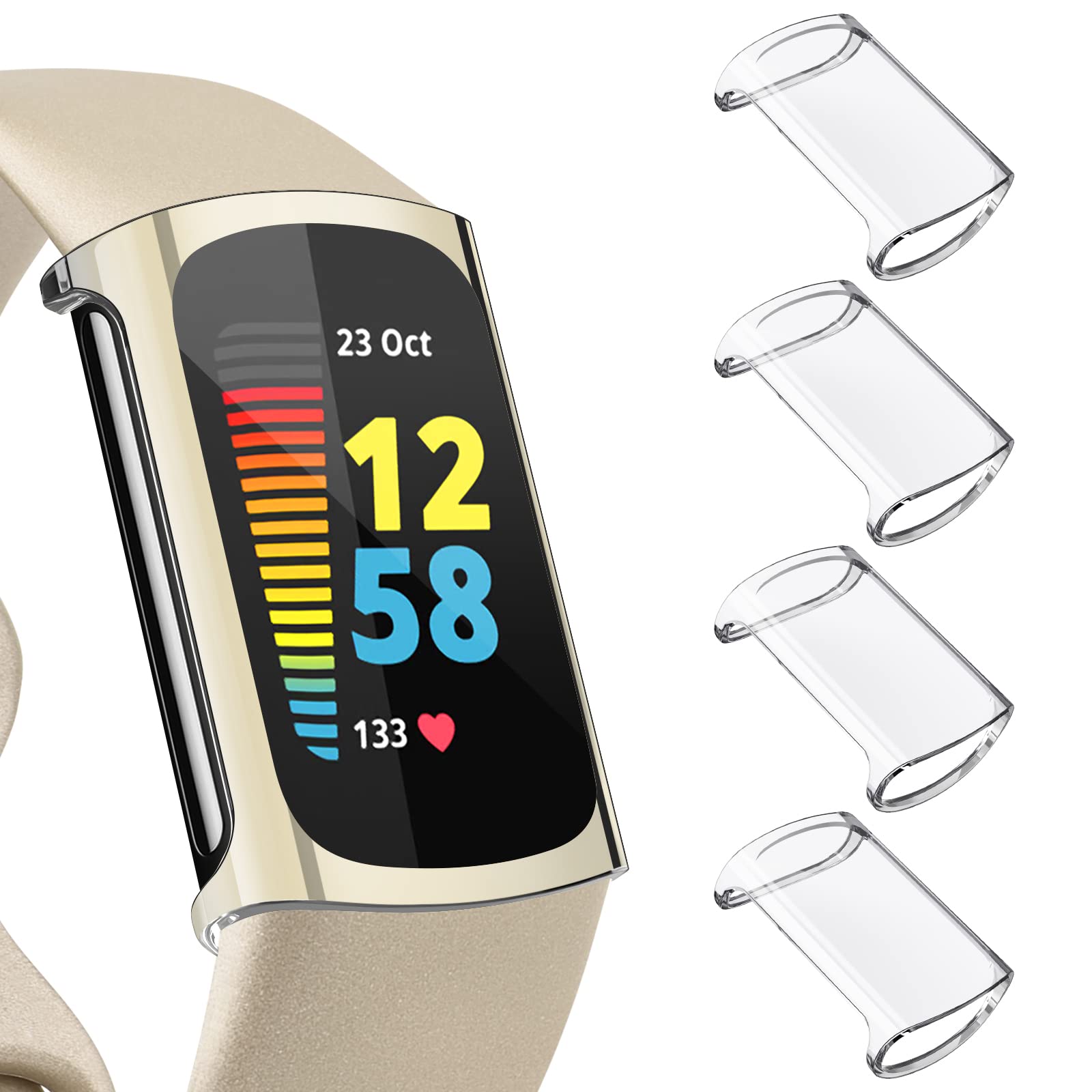 [4-Pack] Meliya Screen Protector Case for Fitbit Charge 6/Charge 5 ...