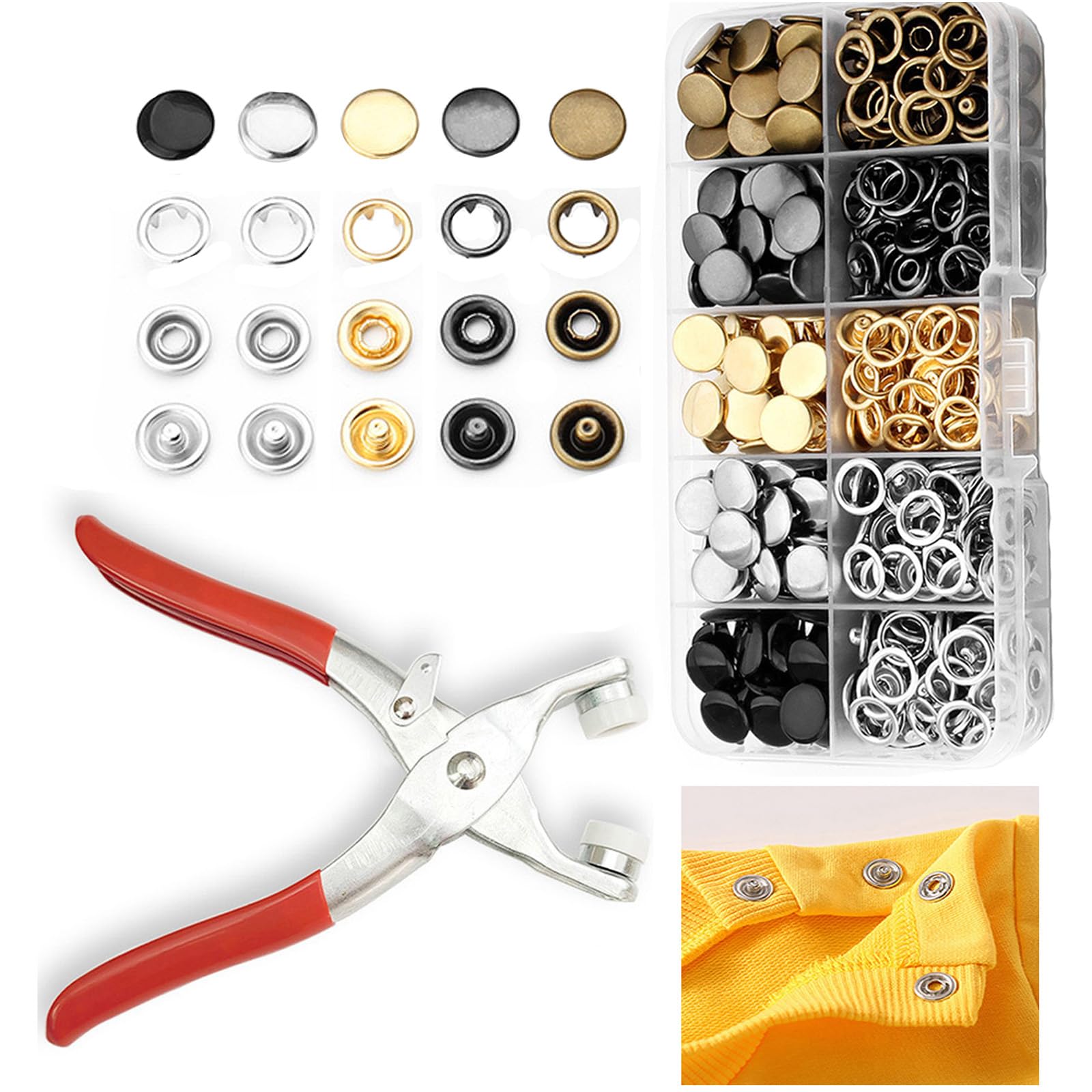 Amazon.com: GTAAOY 100 Sets 9.5mm Metal Snaps Buttons with Fastener ...