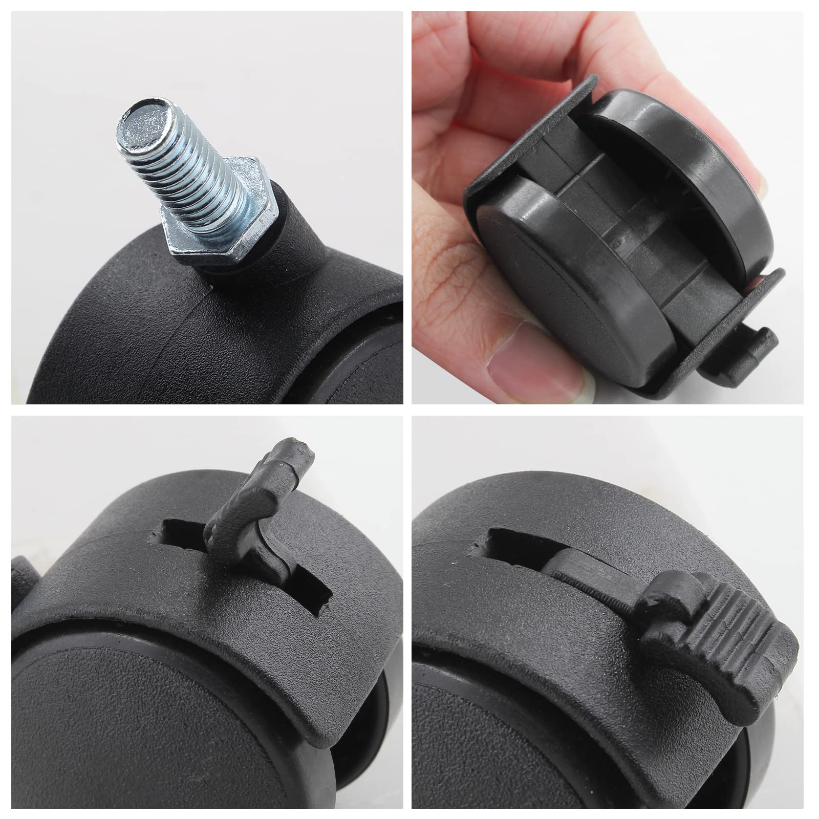 Snapklik.com : BokWin 4 Pcs 2" Nylon Plastic Swivel Stem Caster Wheel