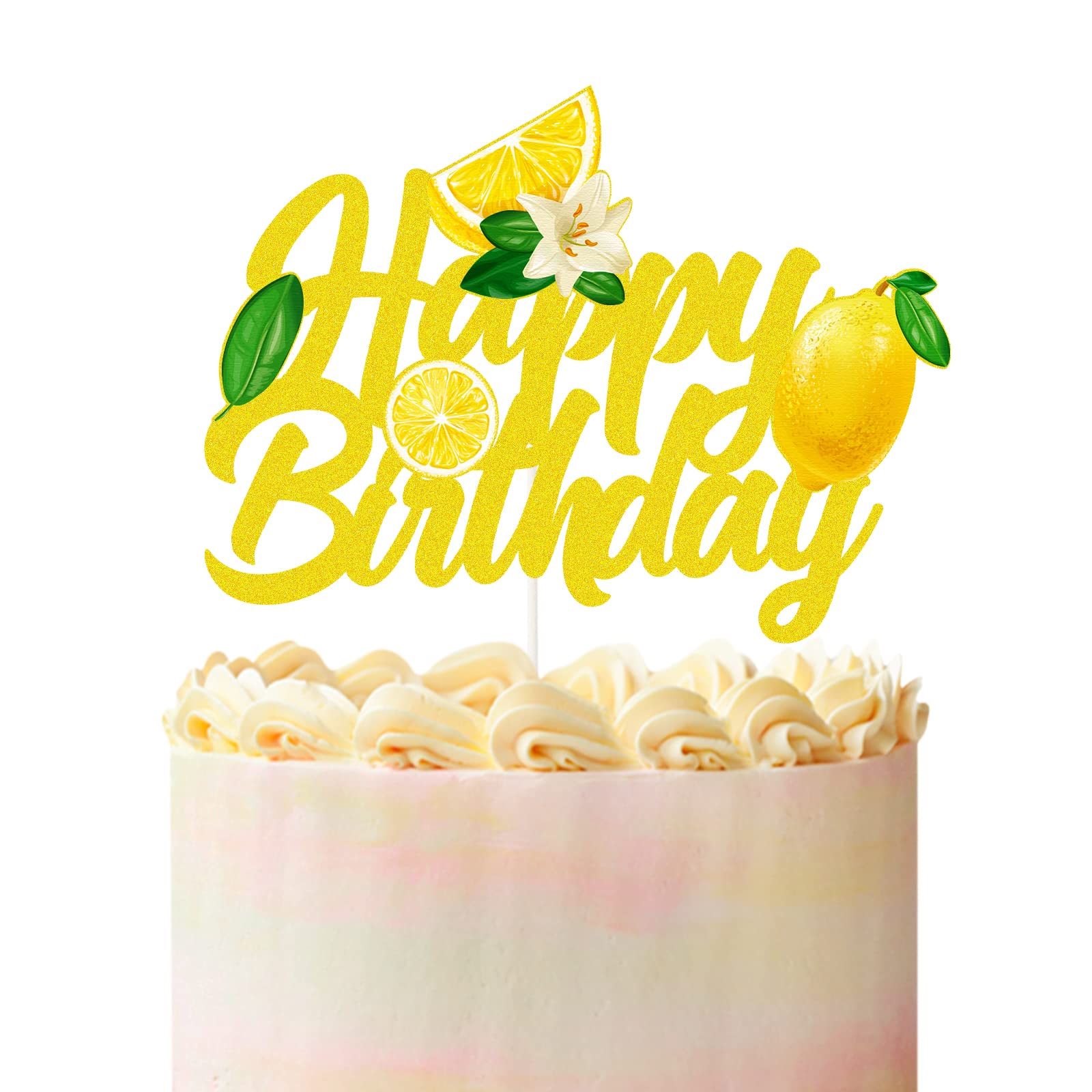 Amazon.com: Lemon Happy Birthday Cake Topper,Fruits Theme Party Decor ...