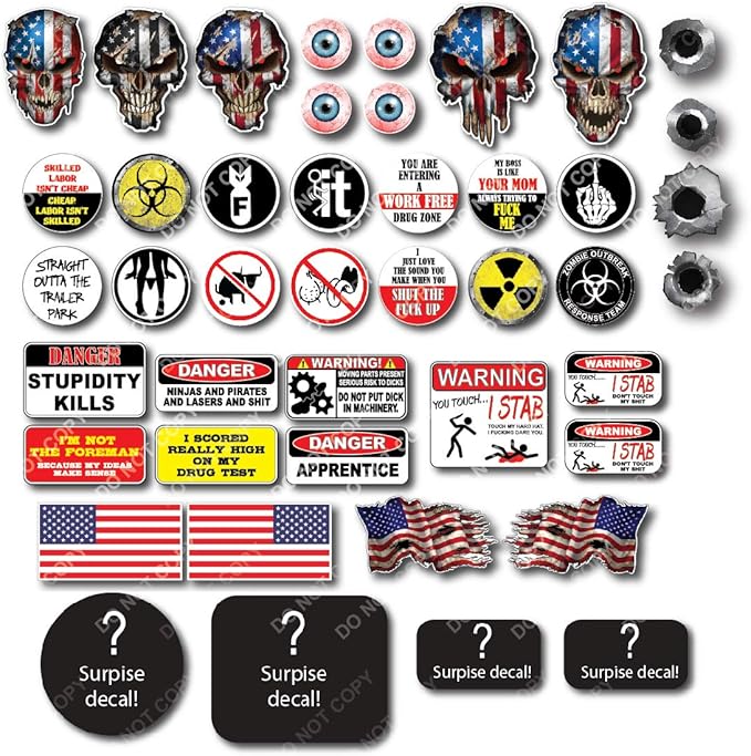 Amazon.com: 38 Crude Adult Humor Hard Hat Decals - Very Offensive ...