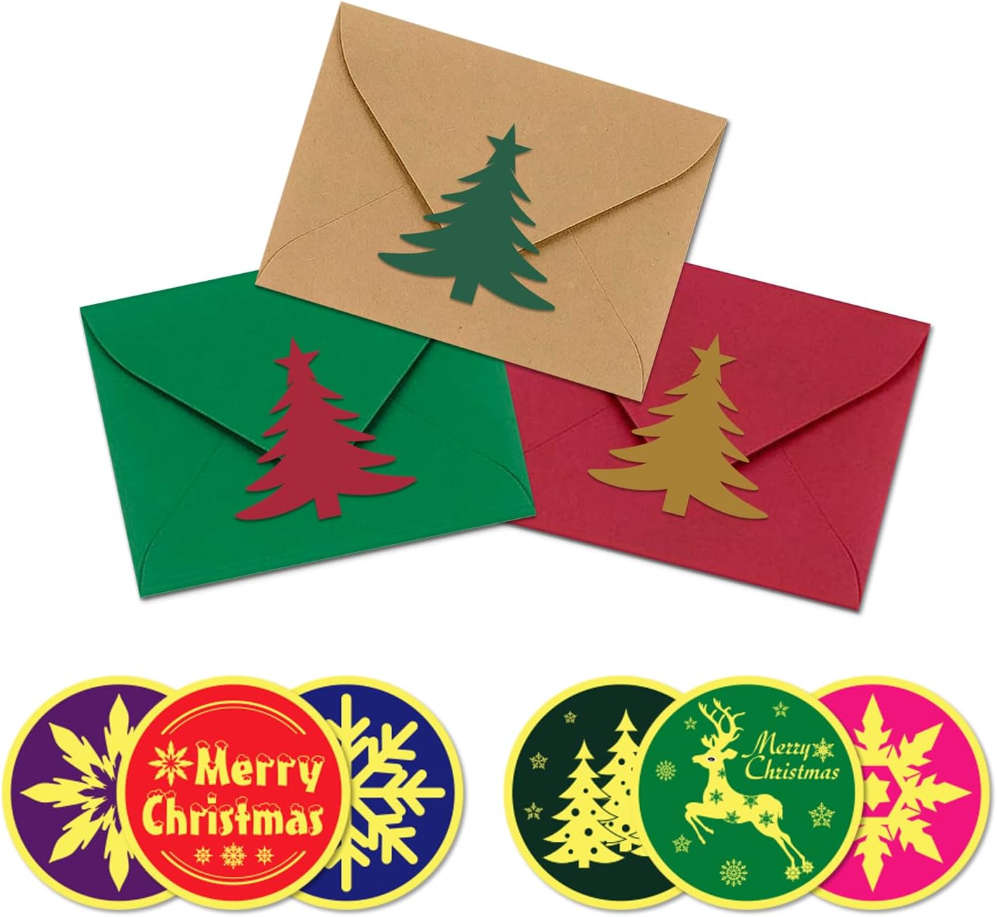 Amazon.com : 2" Round Holly Jolly Merry Christmas Stickers (40 Labels ...