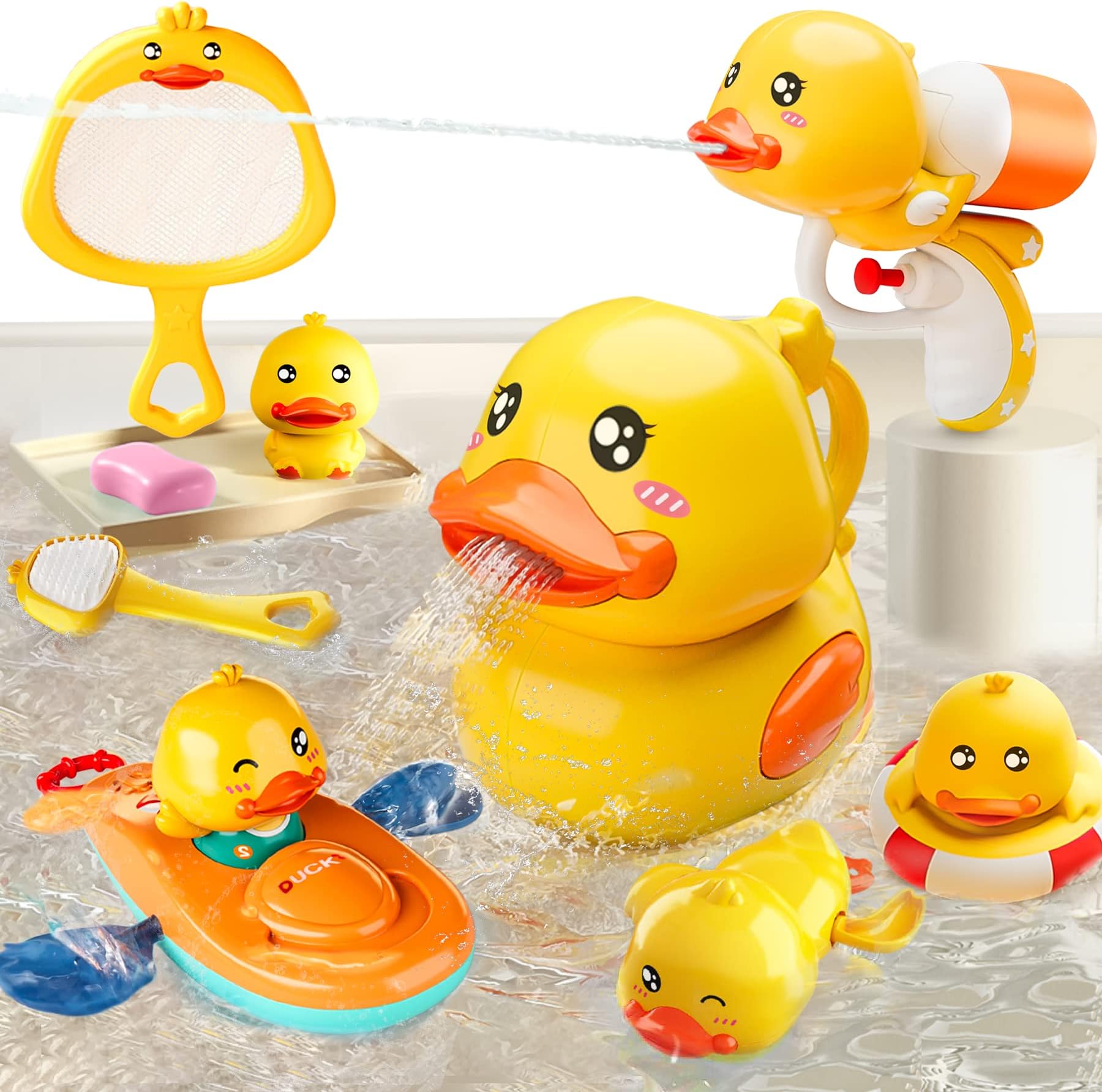 OR OR TU Baby Bath Toys 9 Pcs, Wind Up Kids Toddler Bath Toys , Rubber ...