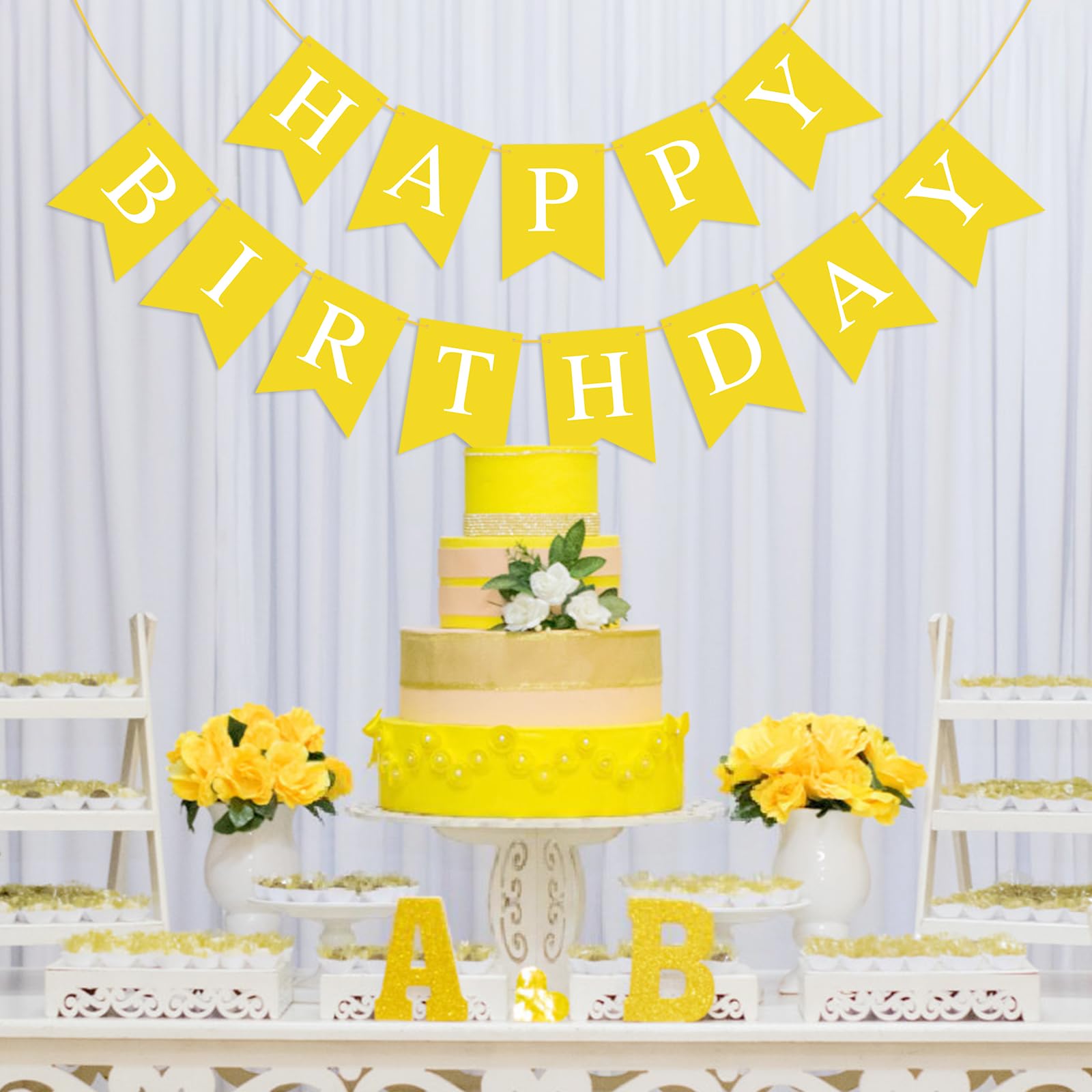 Snapklik.com : Yellow Birthday Banner Sign Happy Birthday Bunting ...