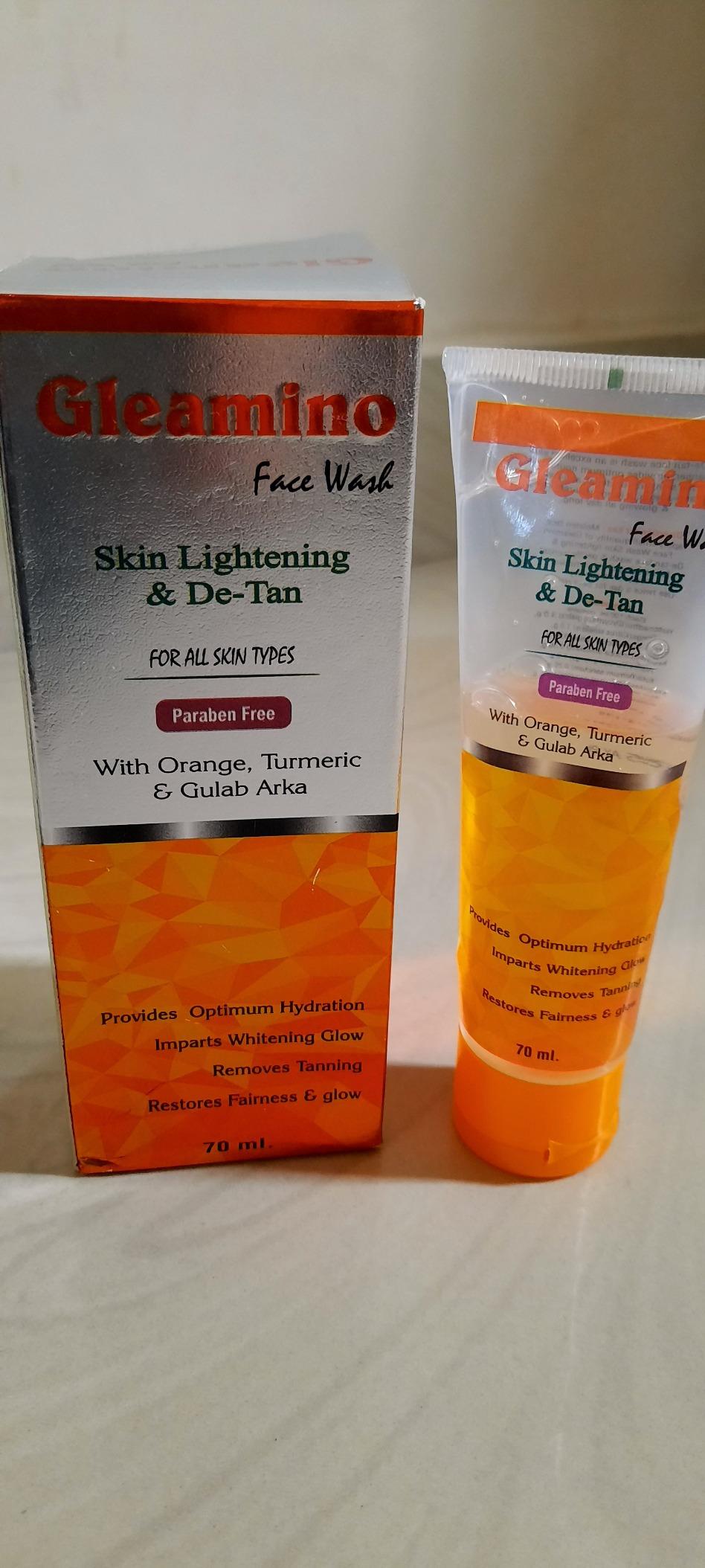 GLEAMINO Skin Lightening & De-tan Face wash with Orange, Turmeric ...