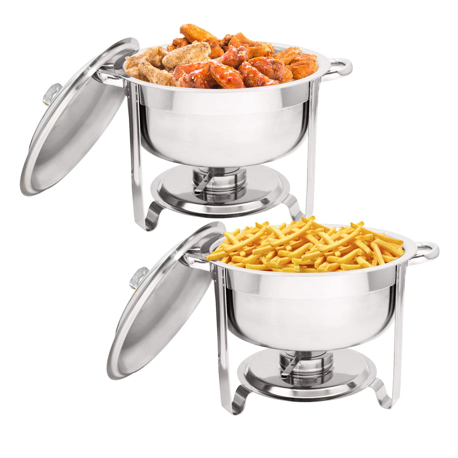 Kweetle 2 Packs Stainless Steel Chafing Dish Buffet Set, 5QT Round ...