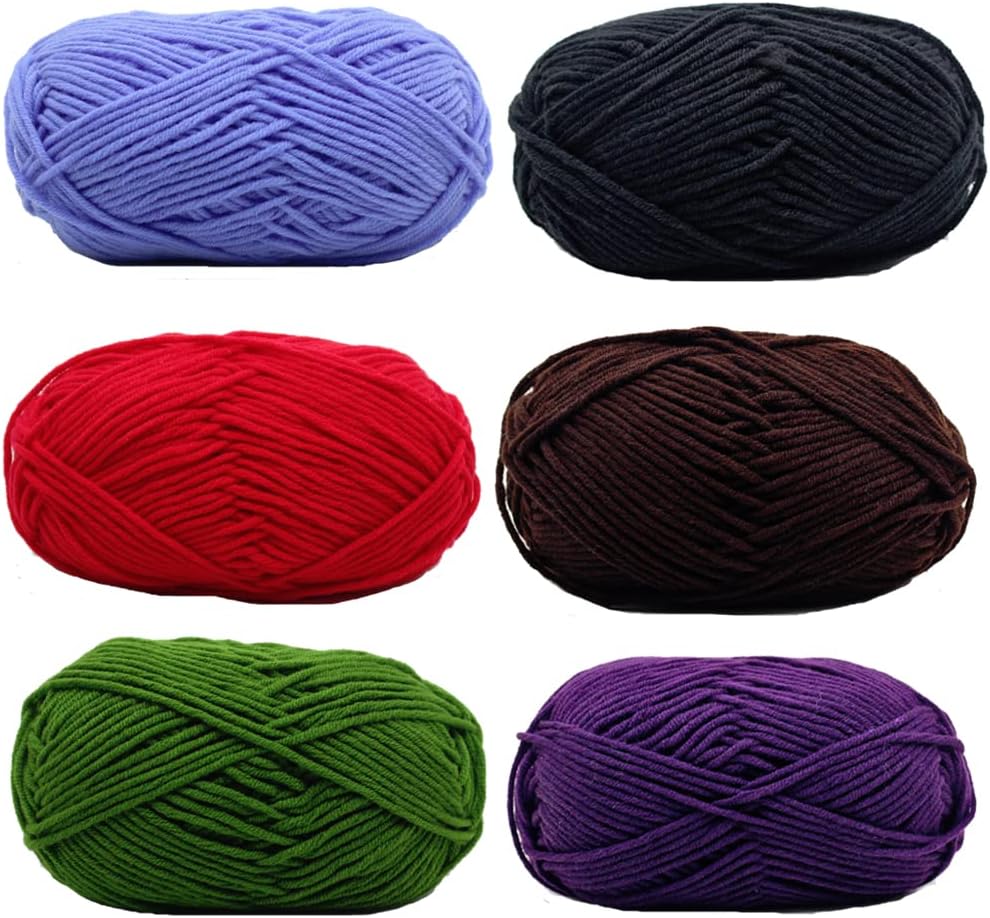 5Ply Knitting Yarn Set 6 x 50g Double Knitting Wool Multi Coloured ...