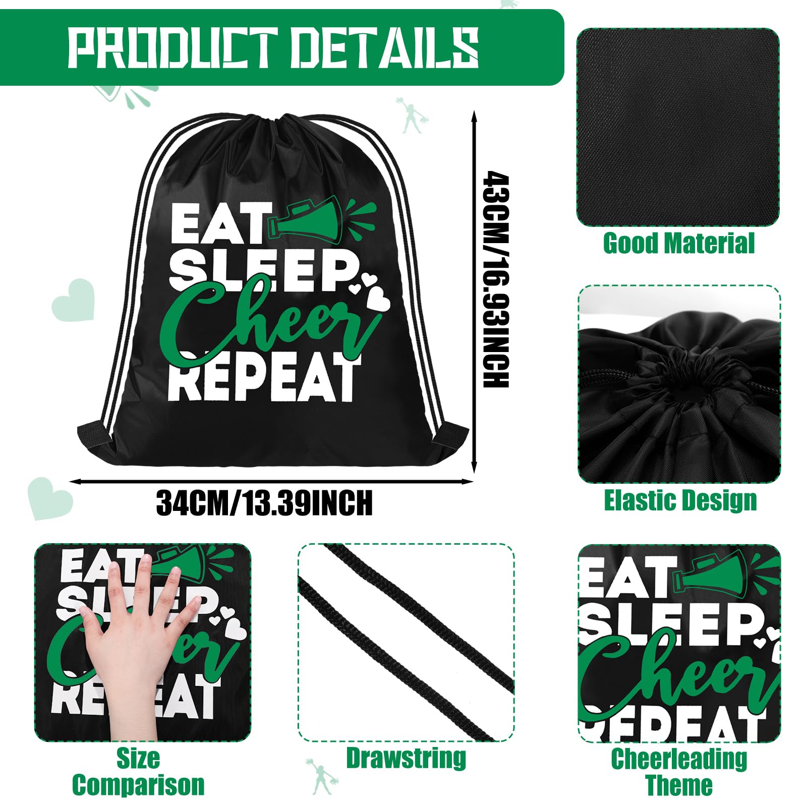 Snapklik.com : Pinkunn 20 Pcs Cheer Drawstring Backpack Cheerleading ...
