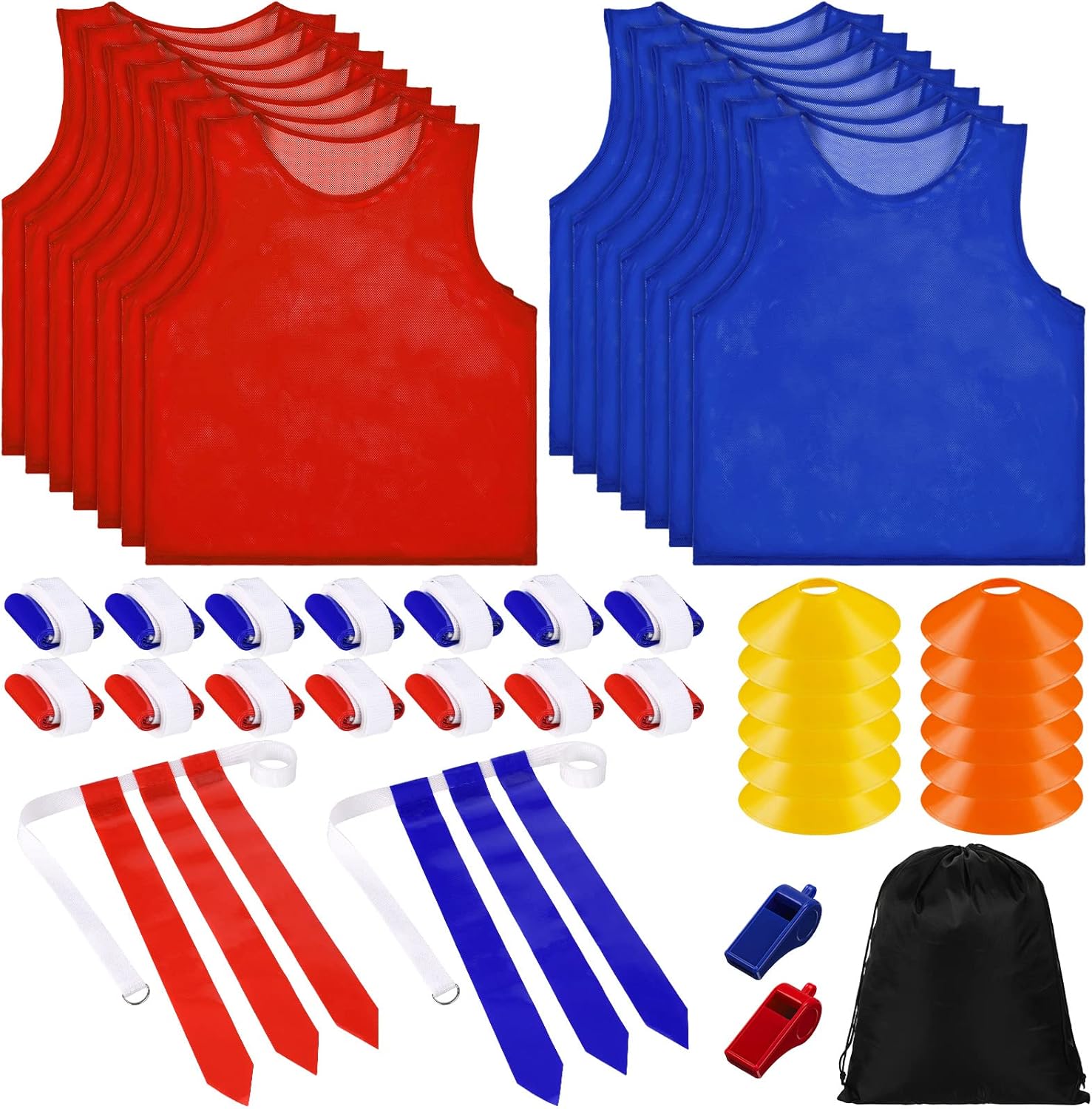 Amazon.com: Sratte Flag Football Set 14 Player Football Flags 14 Nylon Mesh Pinnies Jerseys 14 ...