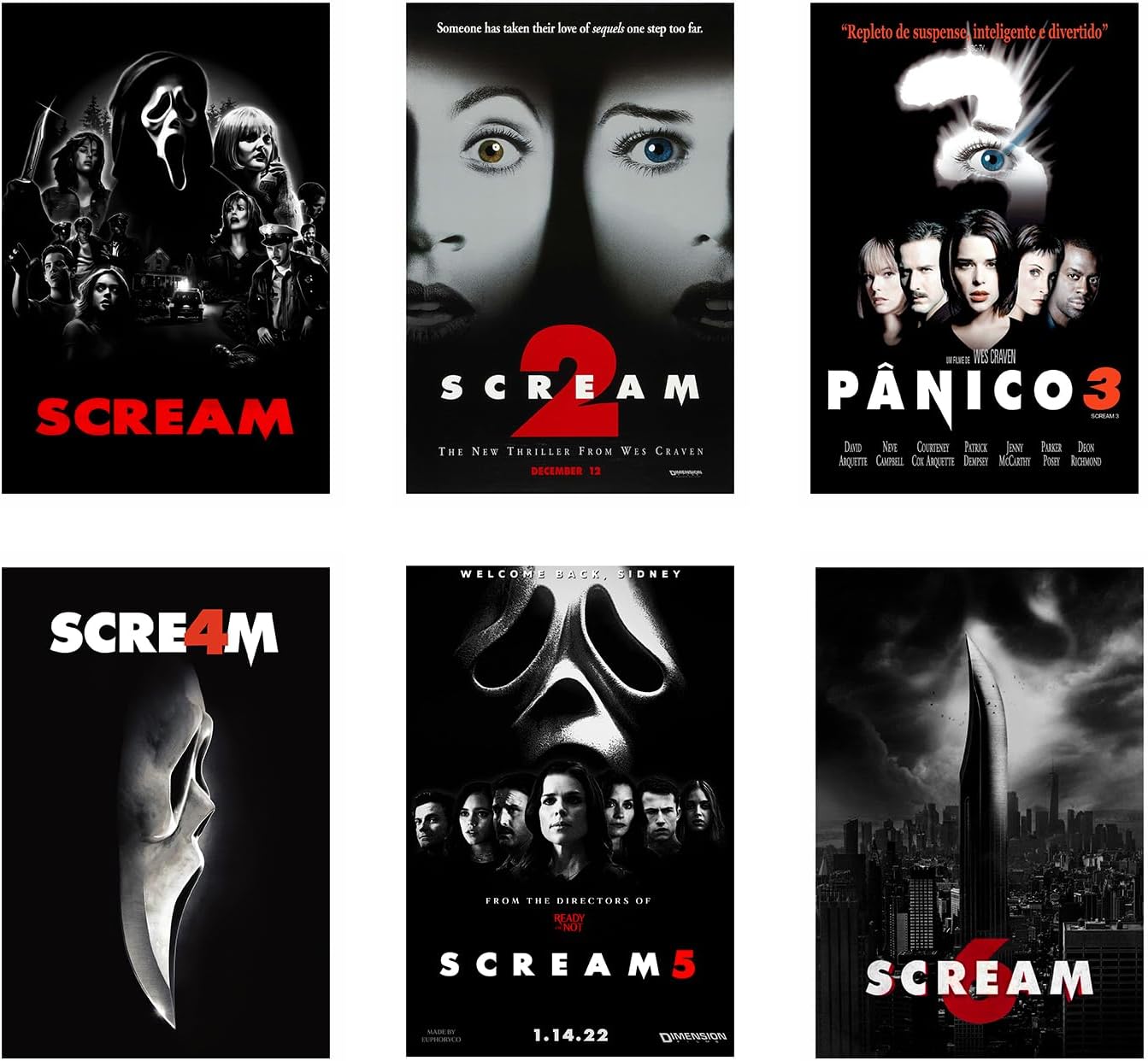 Amazon.com: Scream Poster,Scream 1-6 Horror Series Movie Posters for ...