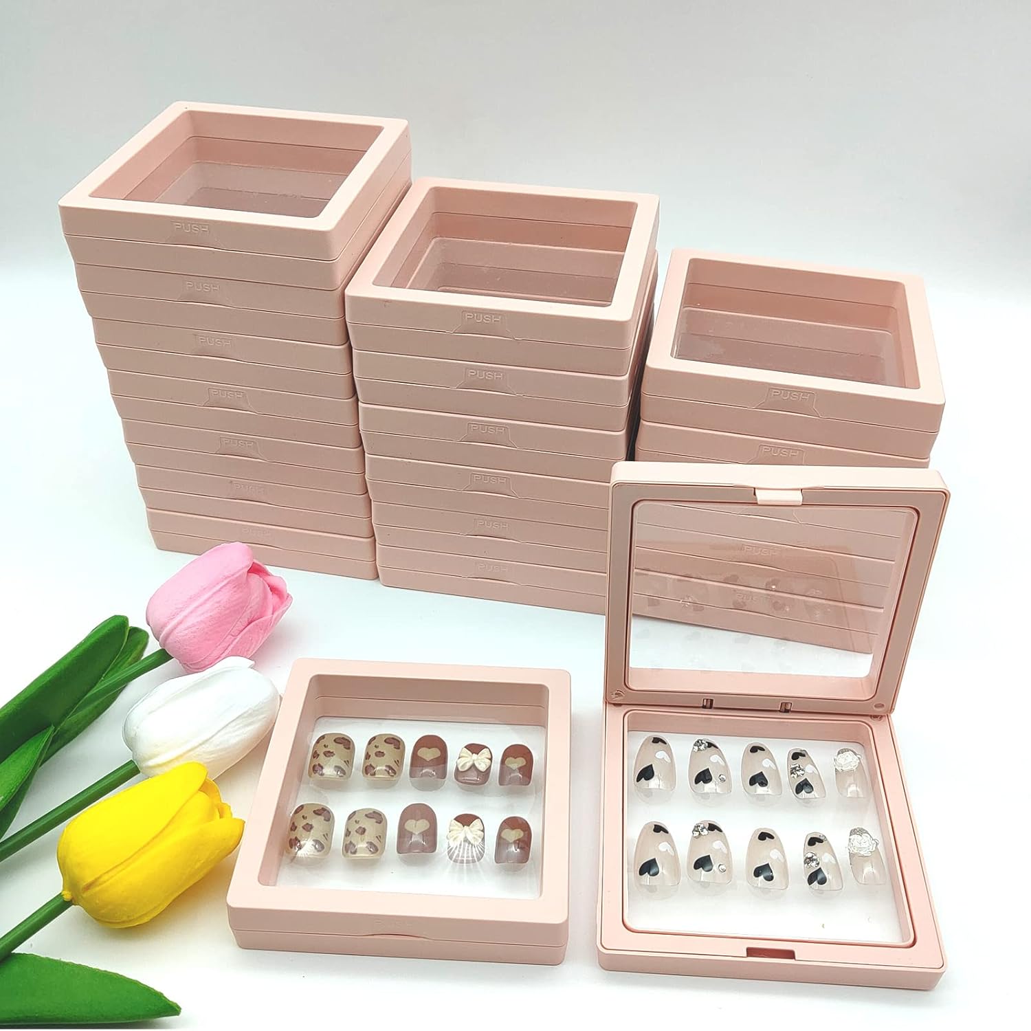 Amazon.com: GUXACU Press On Nail Packaging Boxes 20 Pack 3D Floating ...