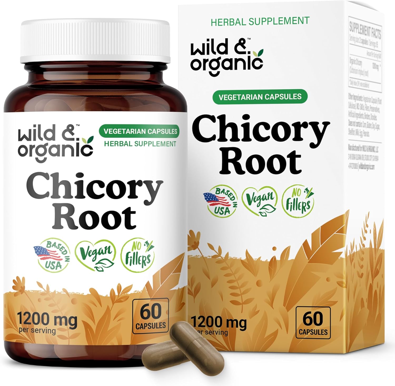 Amazon.com: Wild & Organic Chicory Root Capsules - 1200 mg of Chicory ...